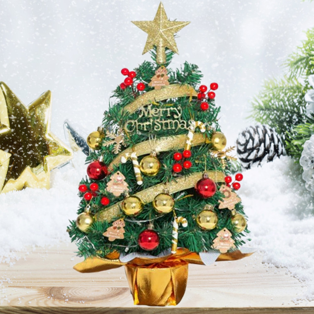 The Holiday Aisle® 55cm Small Desktop Christmas Tree Decoration Desktop ...
