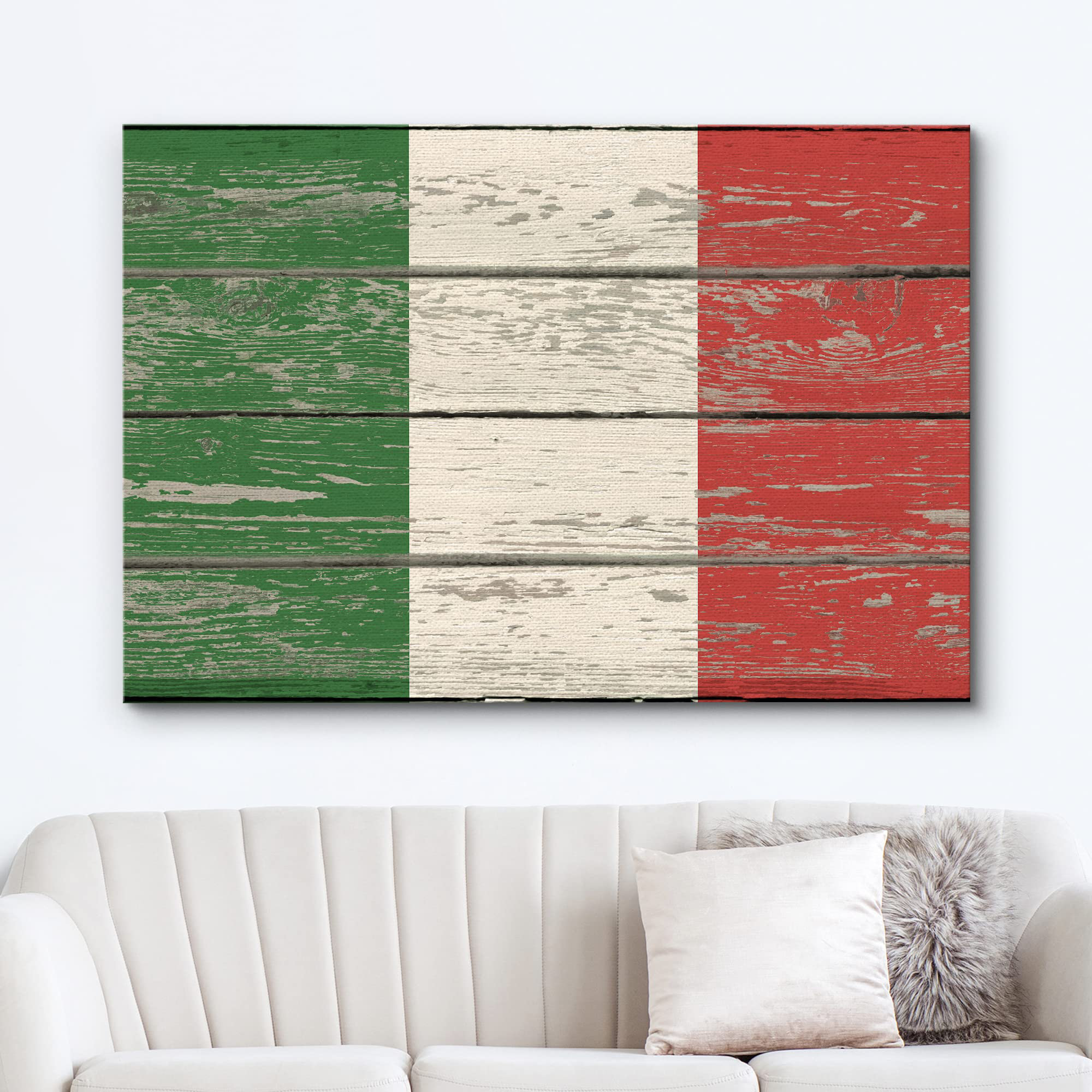 IDEA4WALL Italian Flag On Vintage Retro Wood Panels | Wayfair
