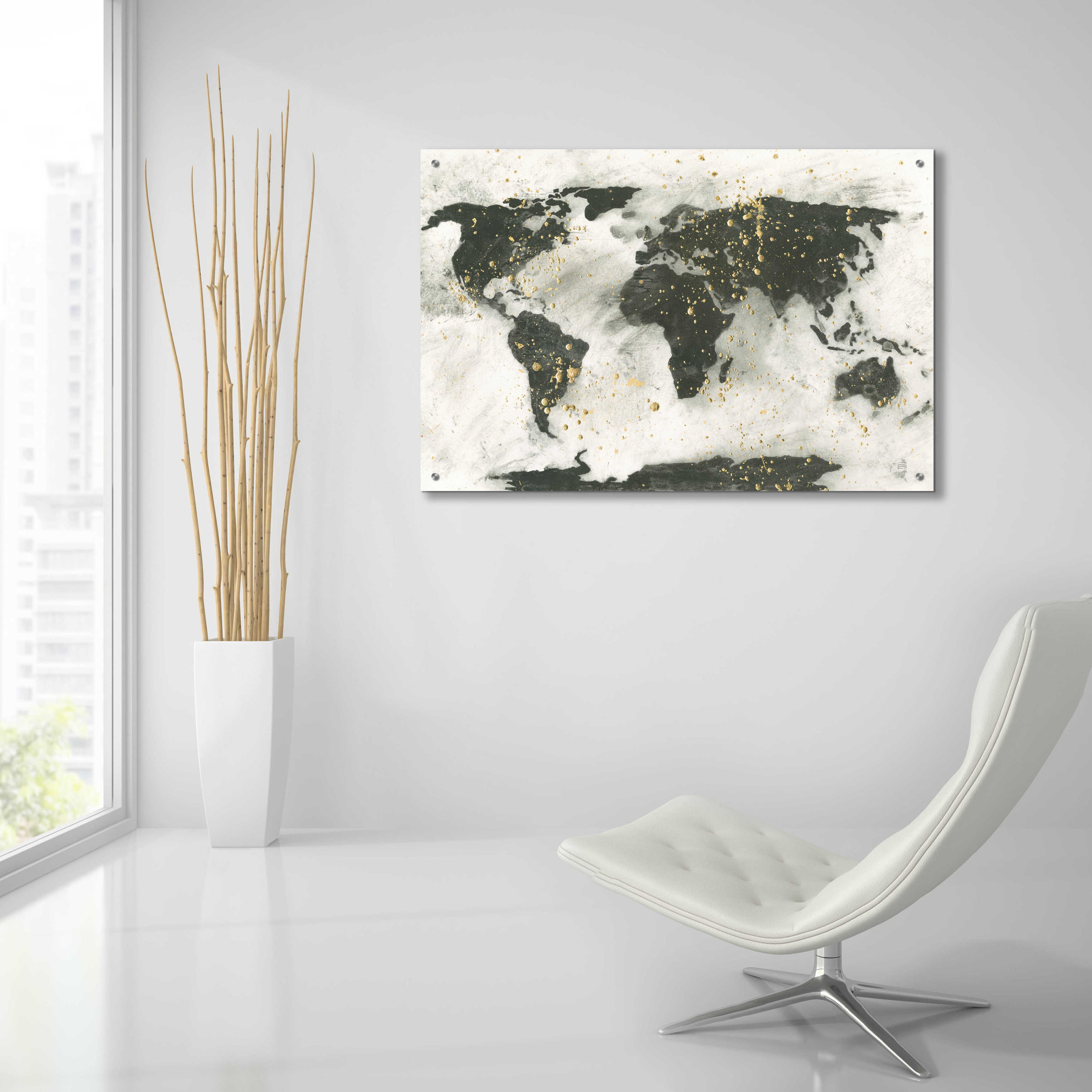 Williston Forge 'World Map Gold Speckle' by Chris Paschke | Wayfair