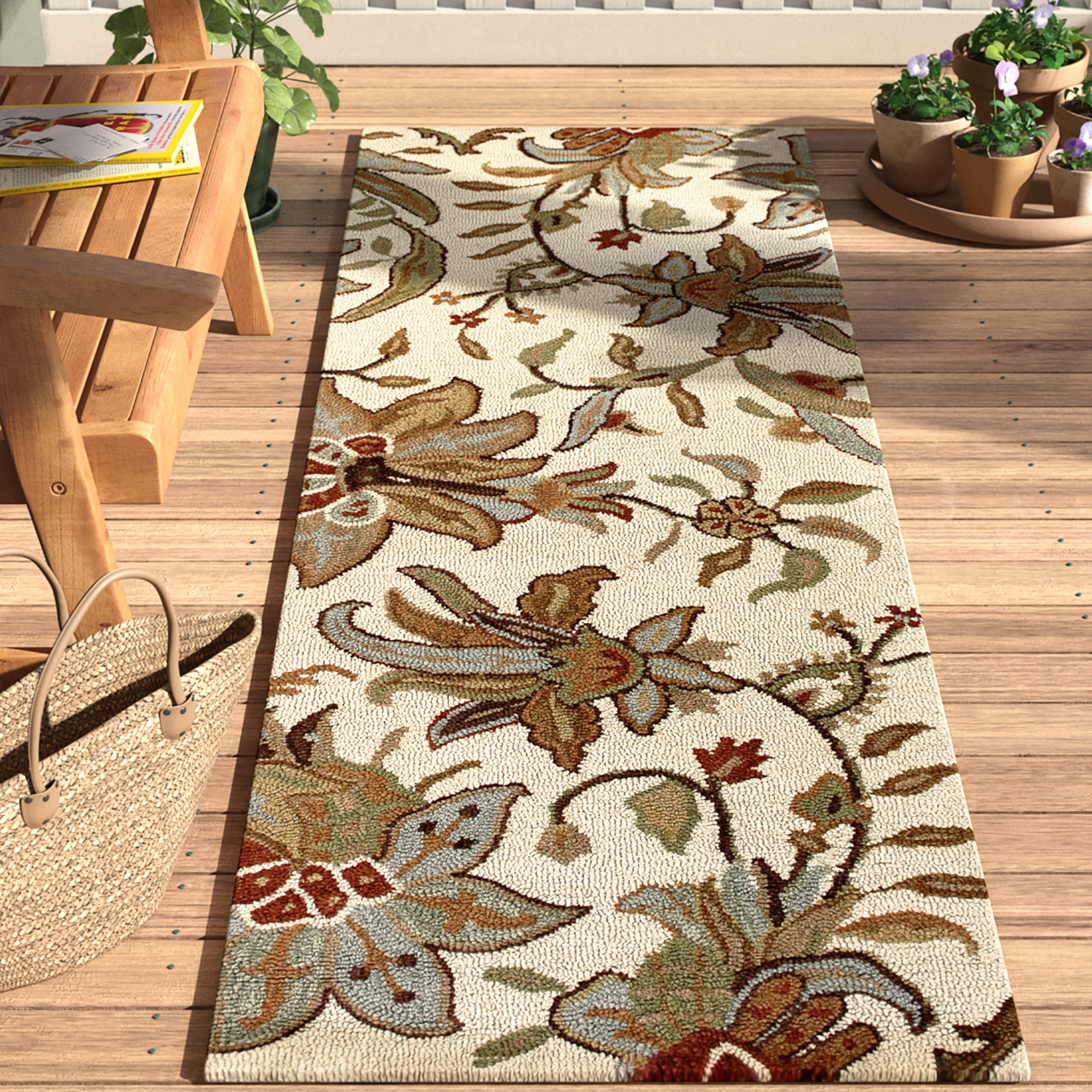 Andover Mills™ Folcroft Handmade Hand Tufted Wool Beige/Gray/Brown Rug ...