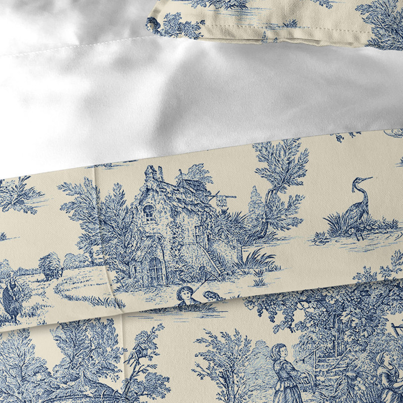 The Tailor's Bed Toile De Jouy Cotton Toile Duvet Cover Set & Reviews ...