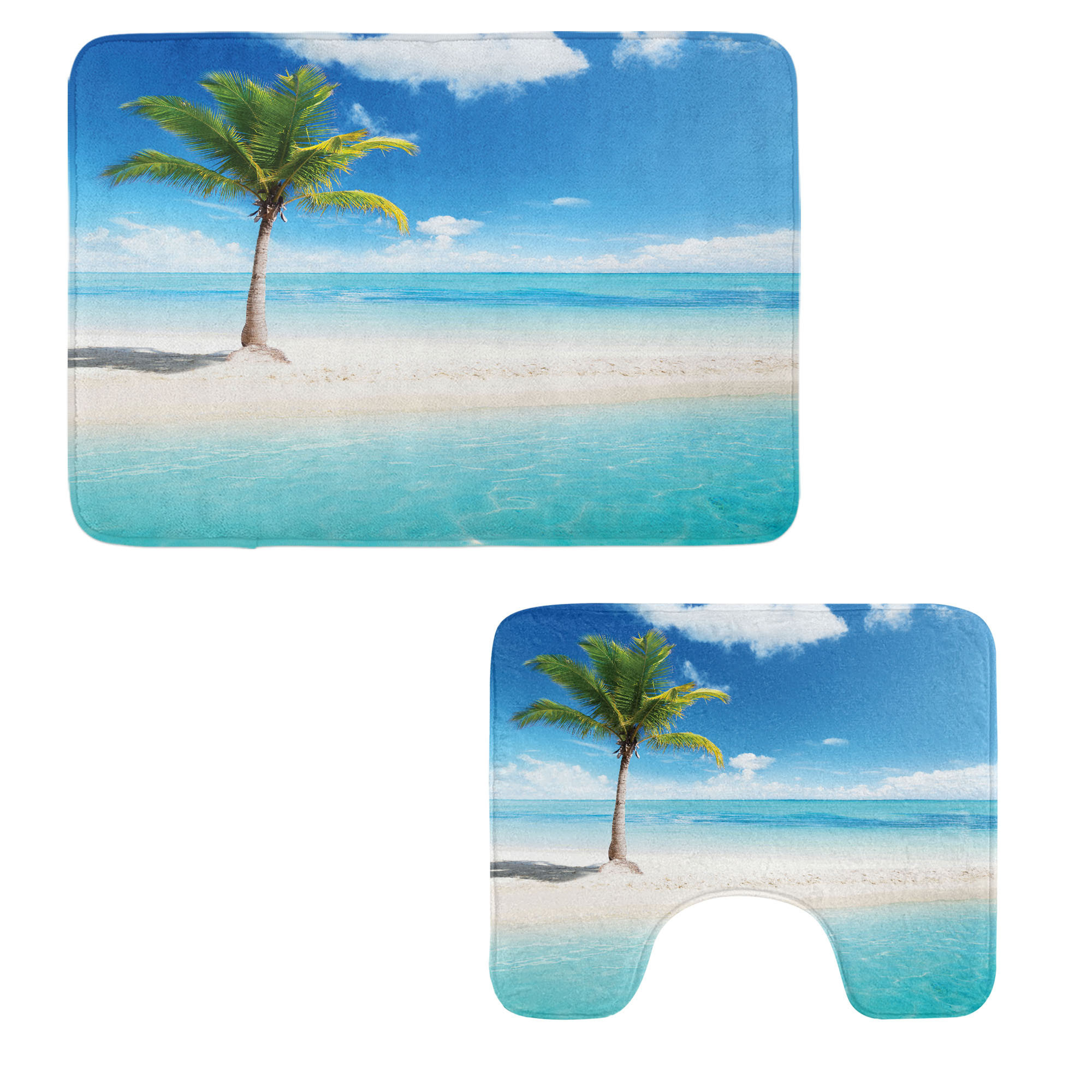 East Urban Home Coastal Bathroom Rug Set 2 Pieces Rectangle & Contour ...