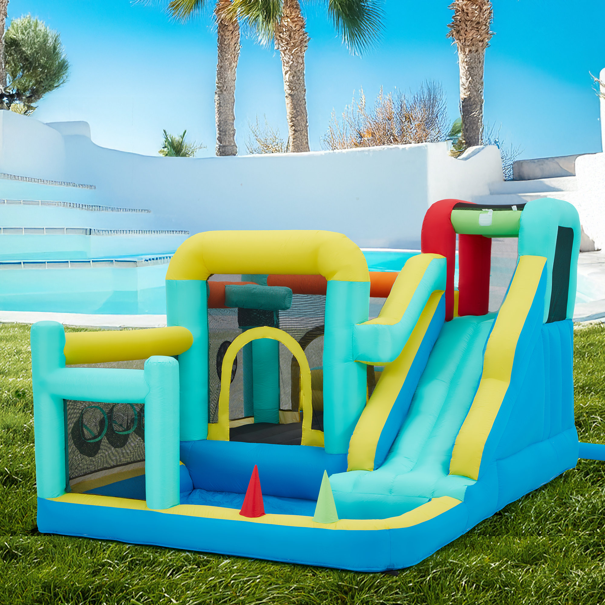 EROMMY Inflatable Trampoline Bouncy House With Blower, Jumping Castle ...