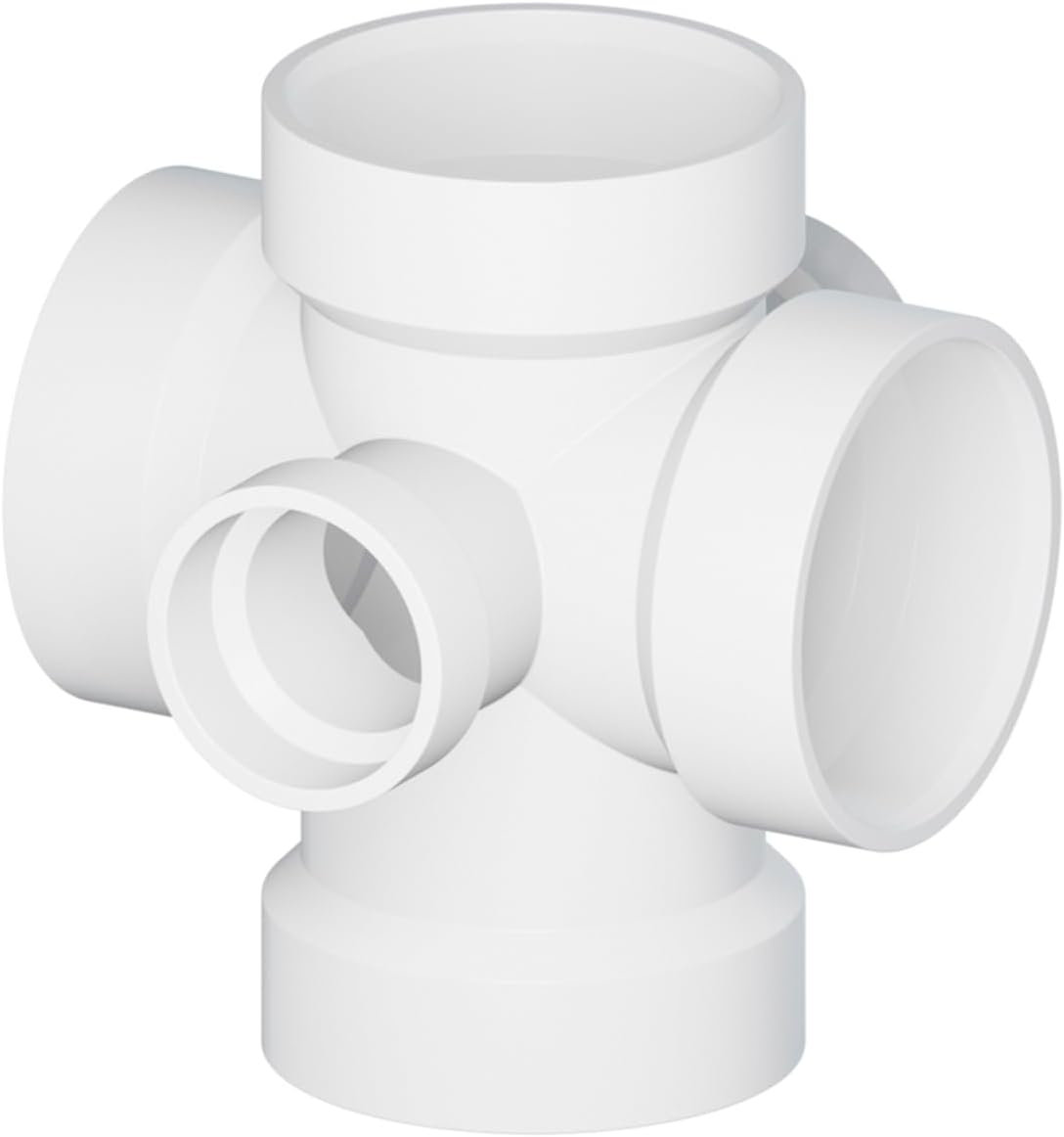 Supply Giant 3" x 3" x 3" x 3" x 2" x 2" PVC DWV Double Sanitary Tee ...