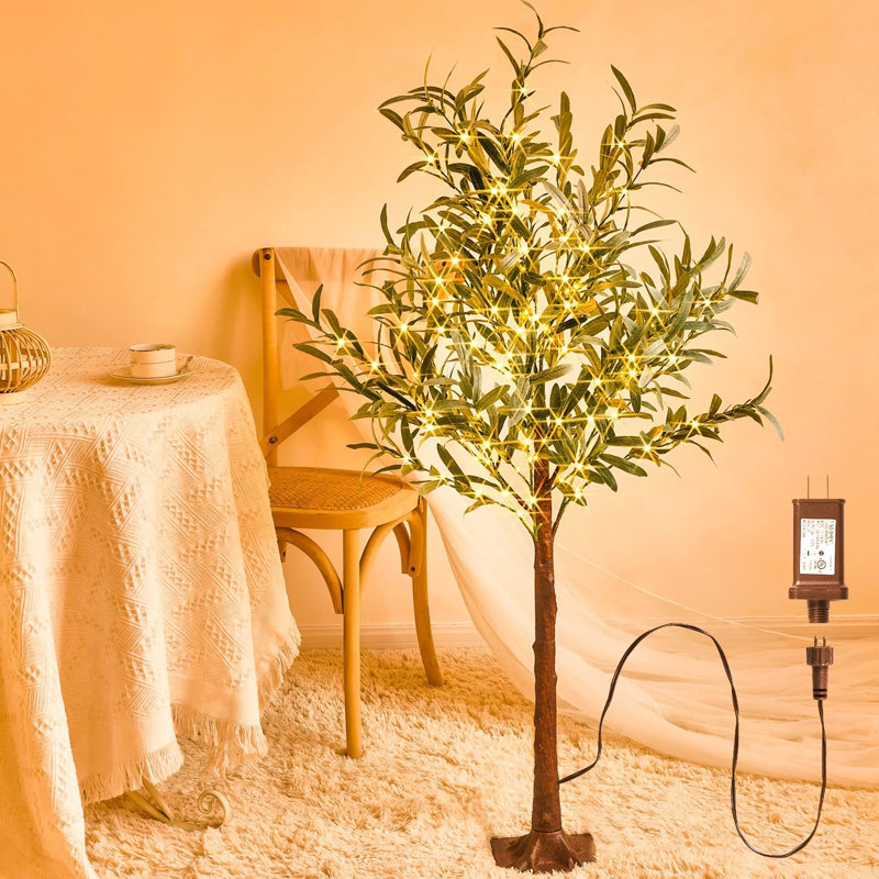 Arlmont & Co. 4 ft Lighted Olive Tree with 160 LED Fairy Lights | Wayfair