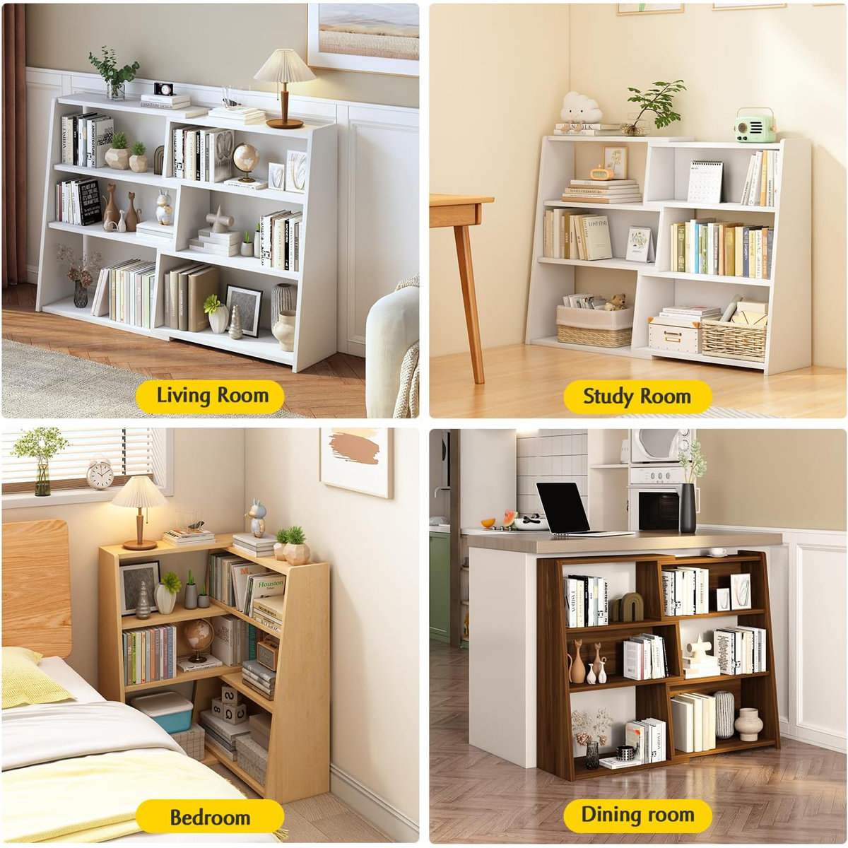 Latitude Run® Wooden Extendable Shelf Bookcase - 3-Tier Ladder Low ...