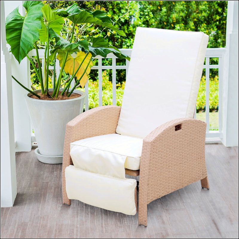 Red Barrel Studio Outdoor Reclining Chair With Flip-Up Side Table | Wayfair