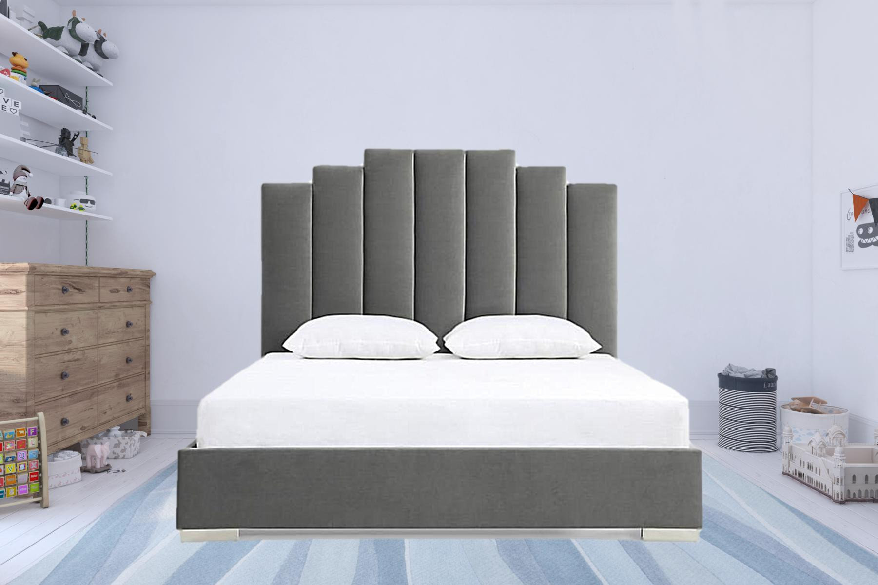 Whiteline Imports Upholstered Vertical Channel Bed With USB | Wayfair