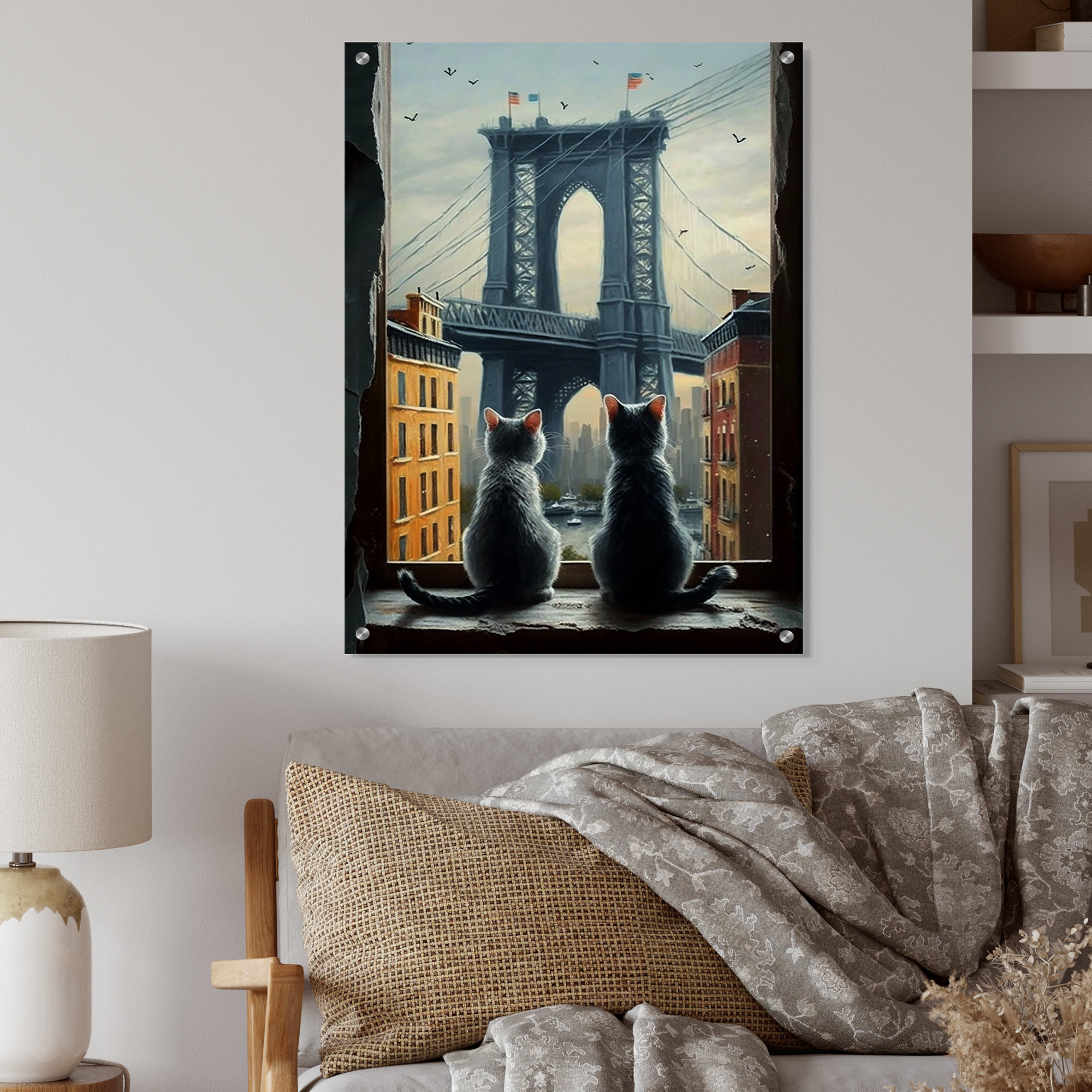 Lark Manor Two Cats In The City II - Cat Acrylic Wall Art Decor ...