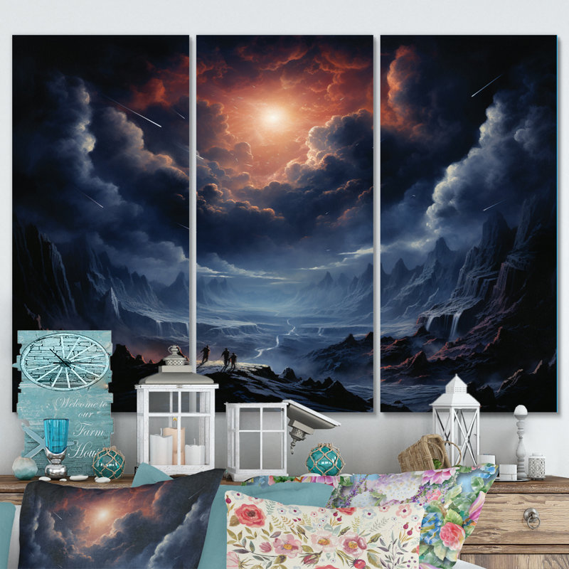 Design Art Blue Orange Universal Wonders I - Space Planet Metal Wall ...