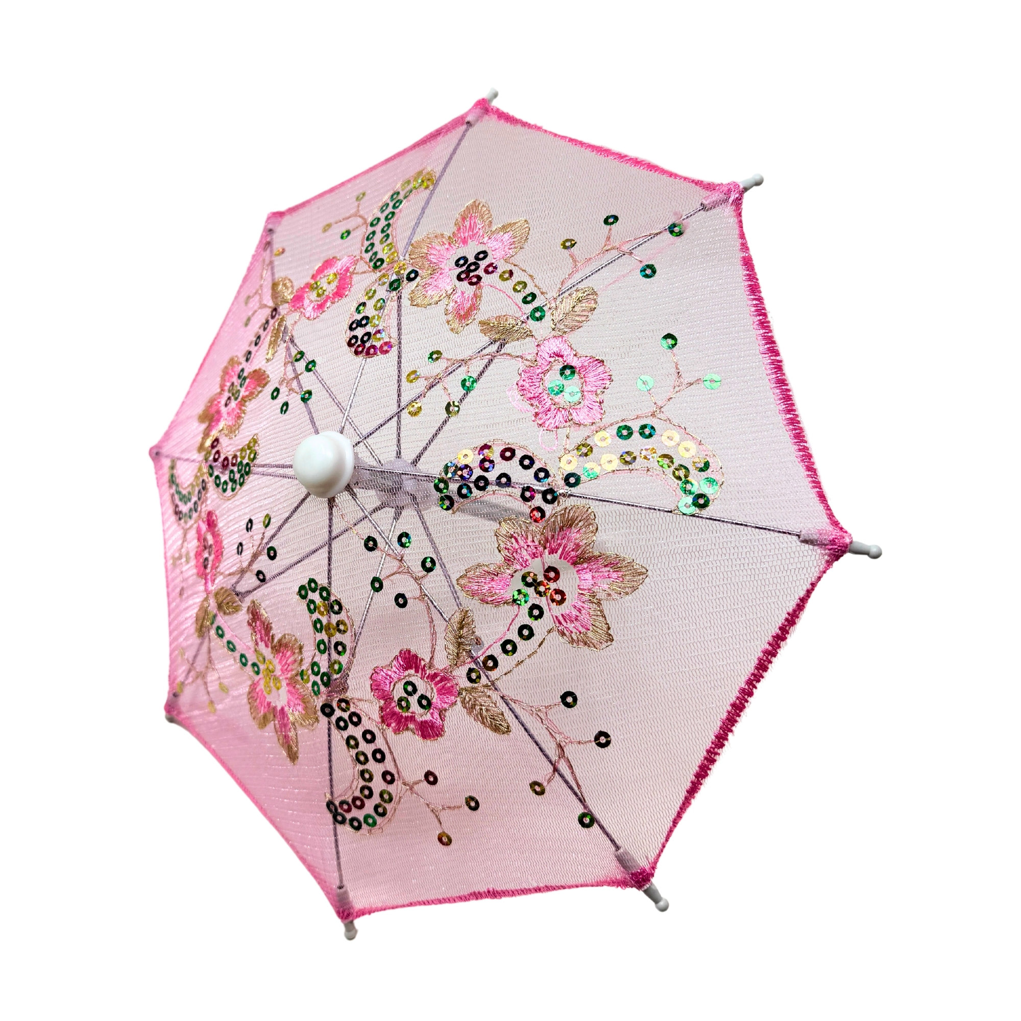 THY Collectibles Pack Of 6 Mini Lace Umbrella Parasols With Sequins ...