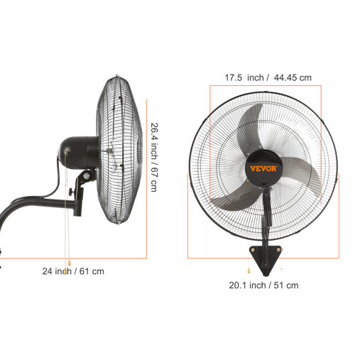 VEVOR 26.4'' Oscillating Wall Mounted Fan Fan | Wayfair