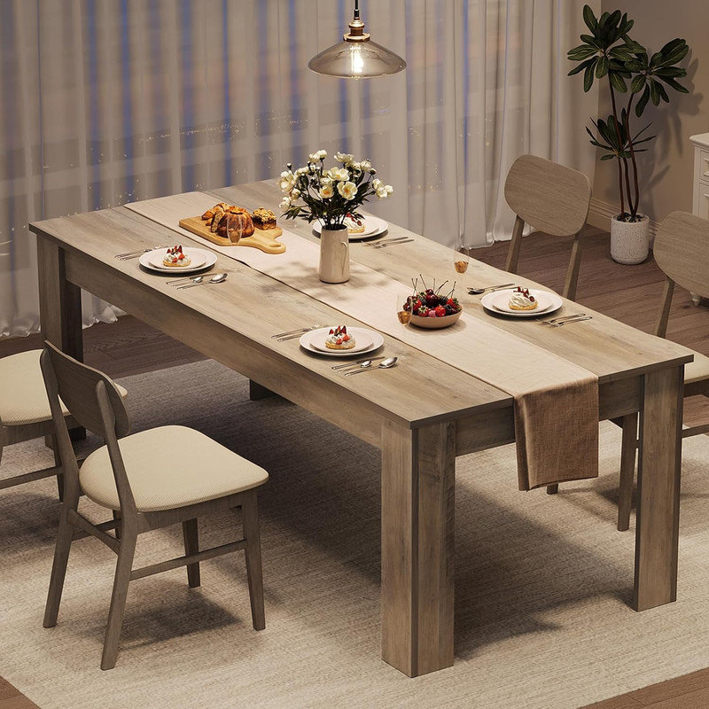 Ophelia & Co. Wood Farmhouse Dining Table for 6-8, Heavy Duty Large ...
