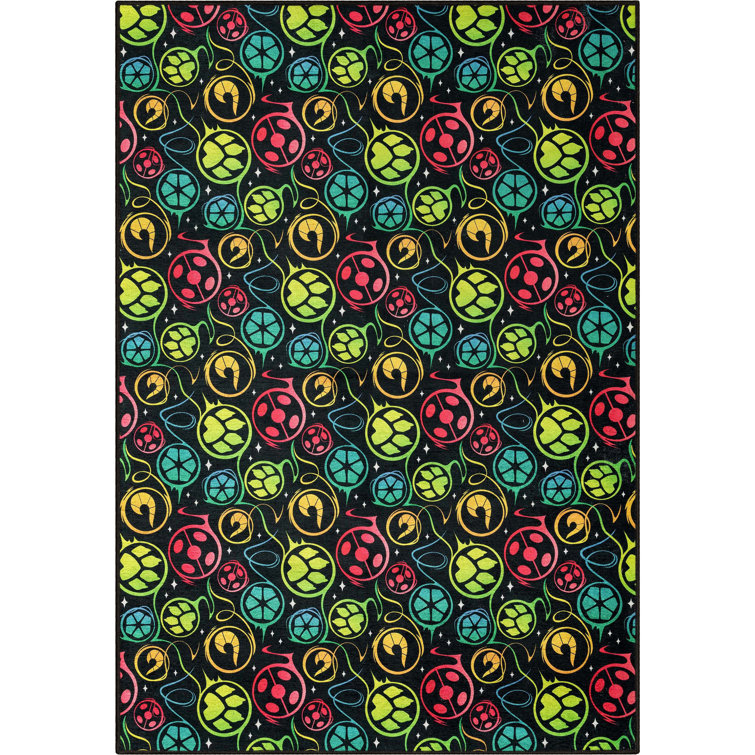 Well Woven Miraculous Ladybug Repeat Badges Black Multi Area Rug by ...