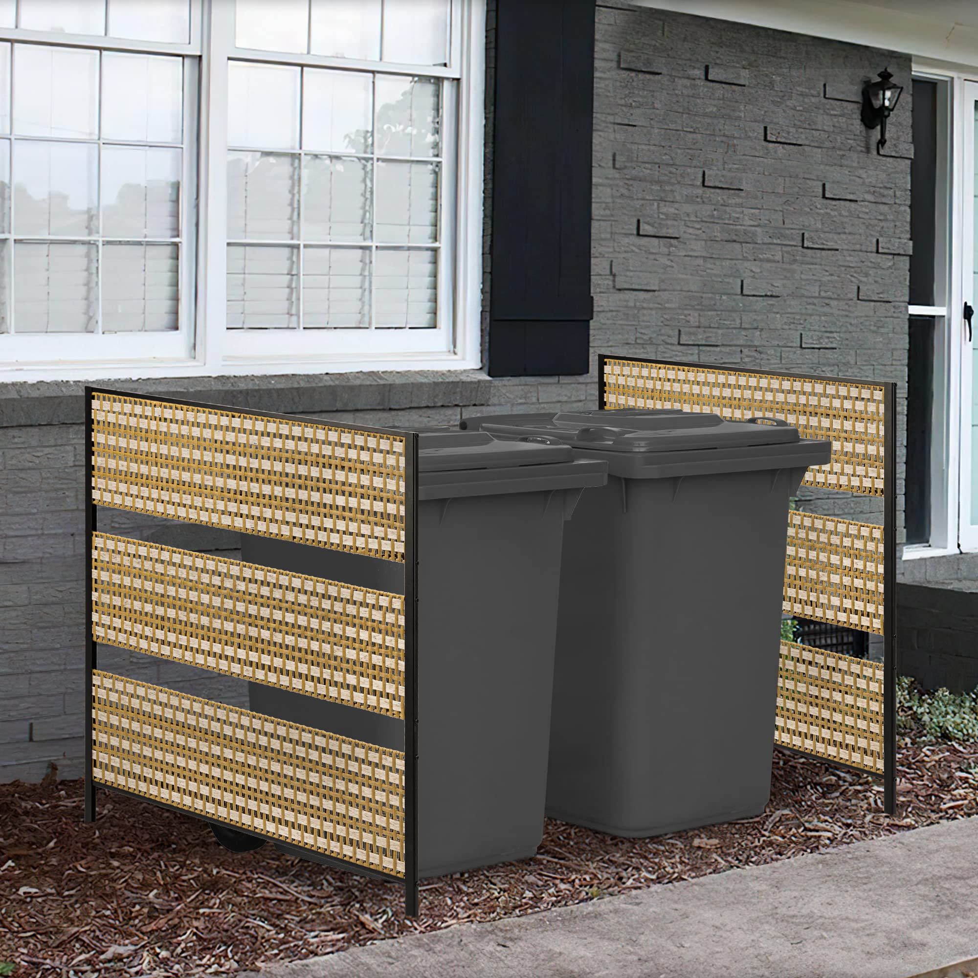 gaomon Rattan Privacy Fence Panel Screen Outside, Vinyl No Dig Outdoor ...