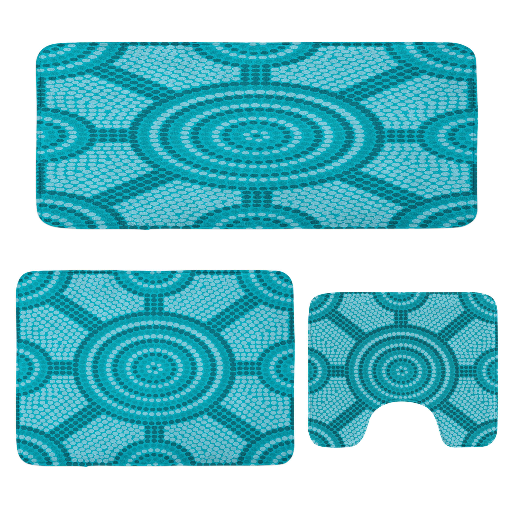 East Urban Home Teal Bathroom Rug Set 3 Pieces U-Shape & Rectangle Mats ...