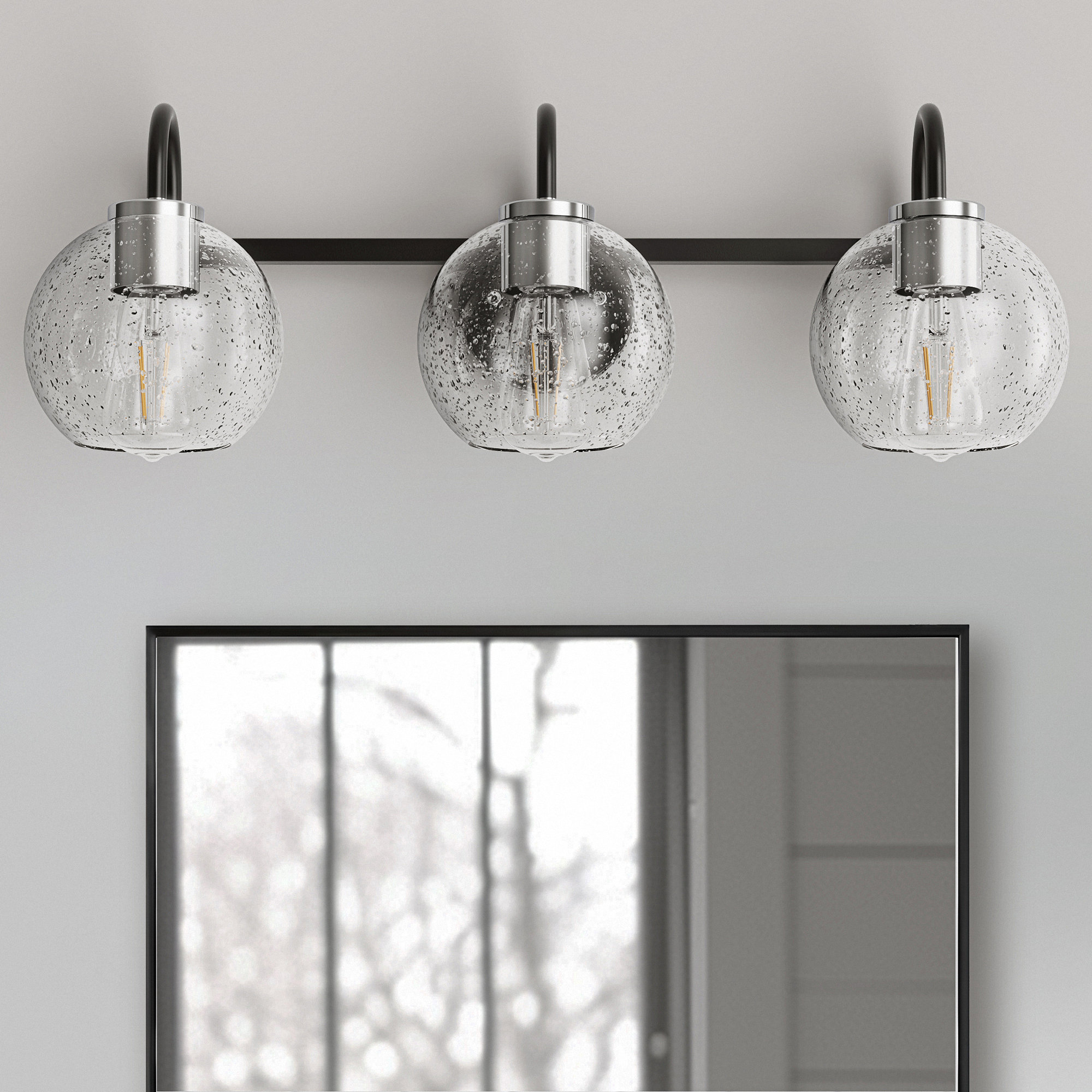 Breakwater Bay Adeliz Modern 3-Light Black Vanity Fixture With Clear ...