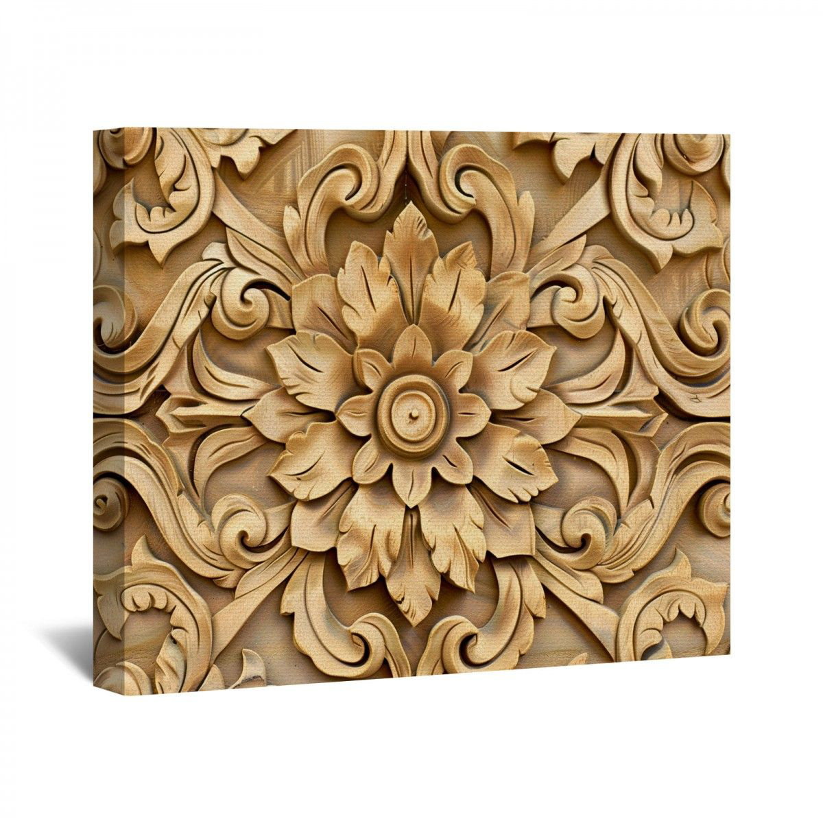 Bungalow Rose Wood carving Canvas Wrap - Cool pattern Wall Decor ...