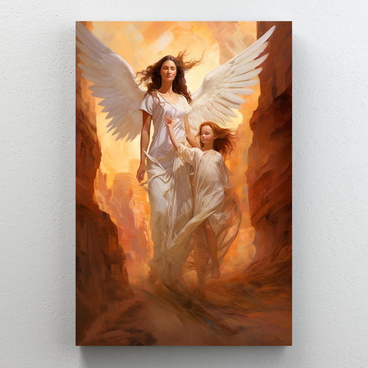 Trinx Angel Mother And Daughter - 1 Piece Rectangle Graphic Art Print ...