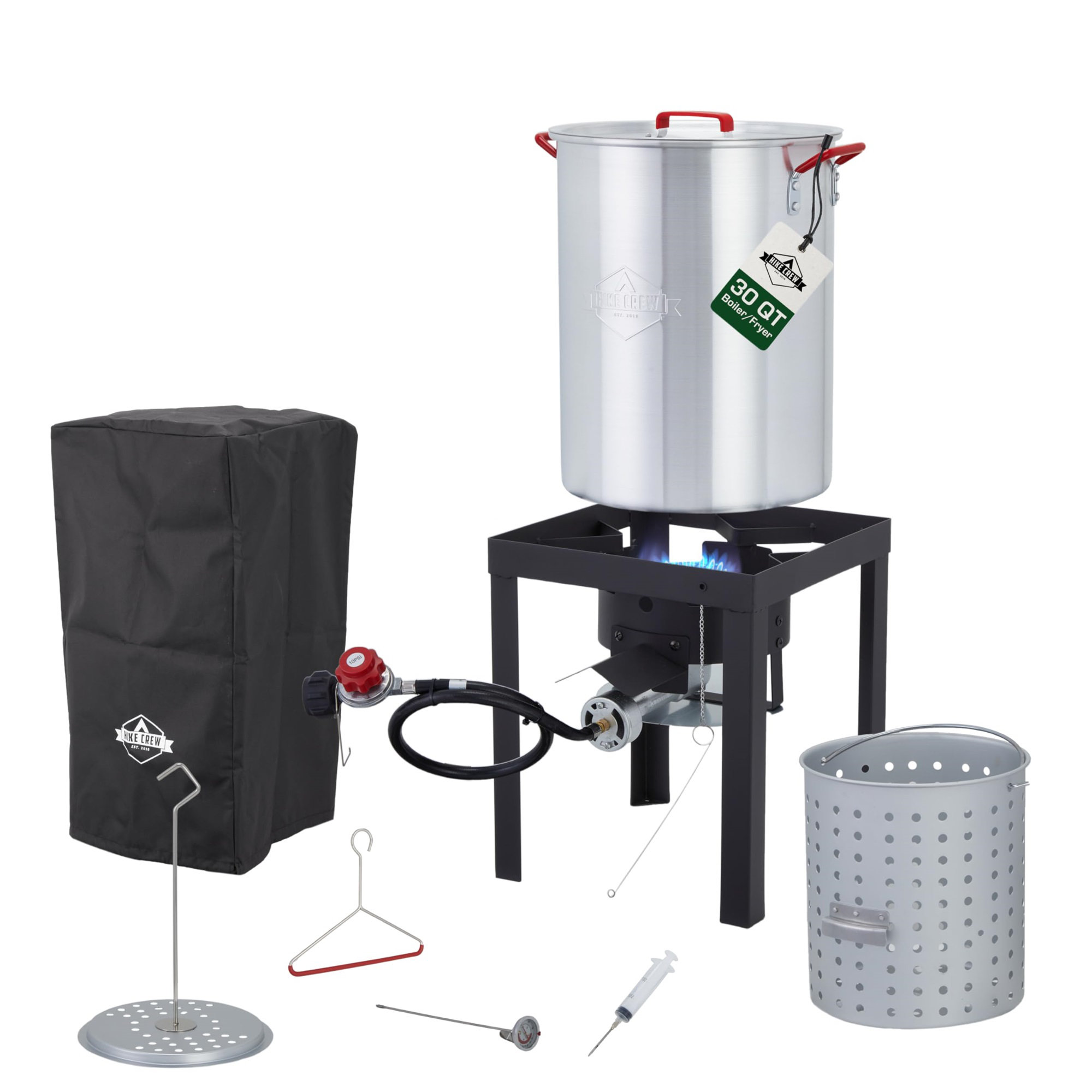 Hike Crew 10-Piece Outdoor Turkey Fryer Kit W/30Qt Boiler Pot, 10Qt ...