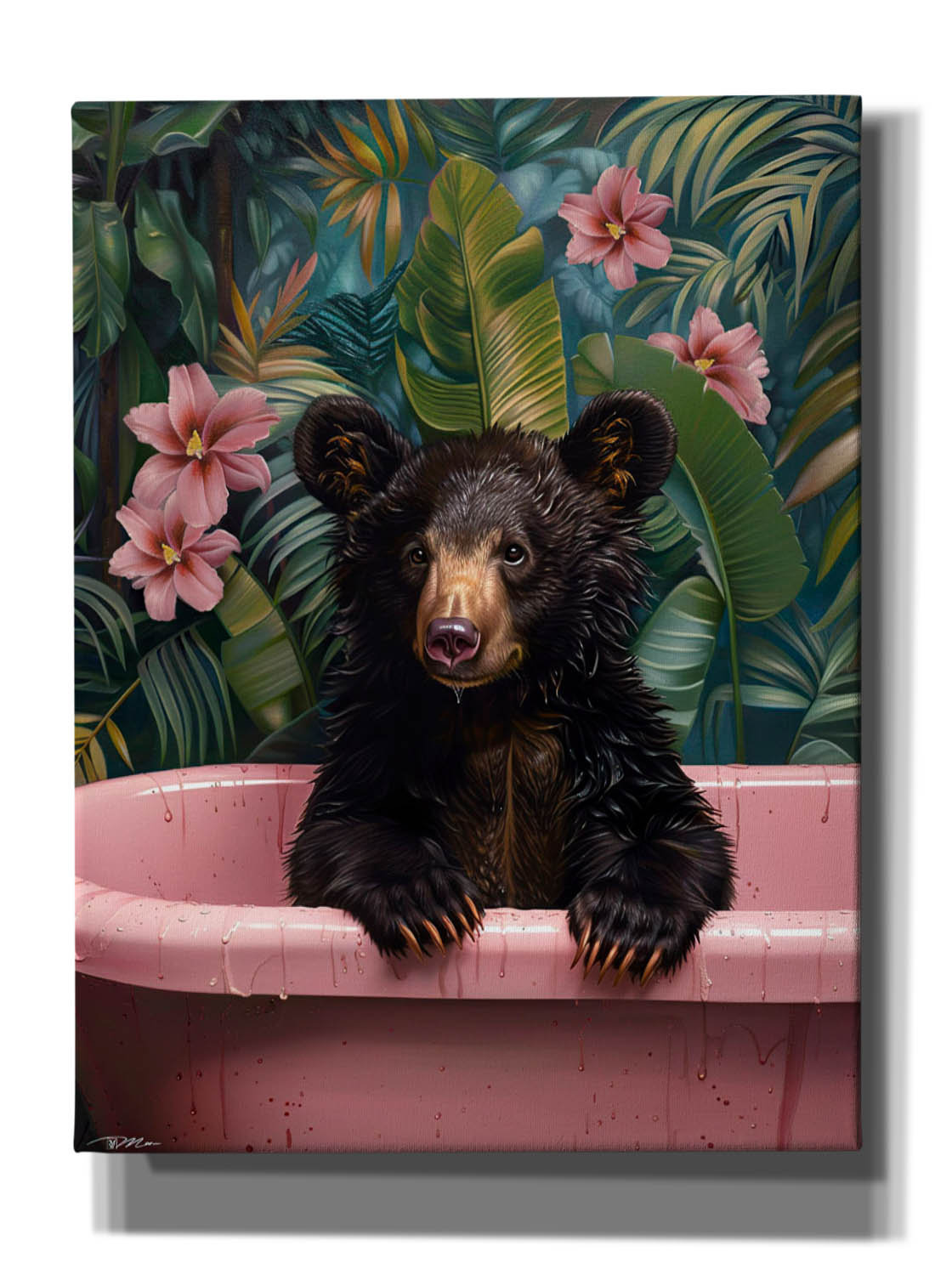 Bay Isle Home™ 'Bruno Bear In Pink Bathtub' by Momart Canvas Wall Art ...