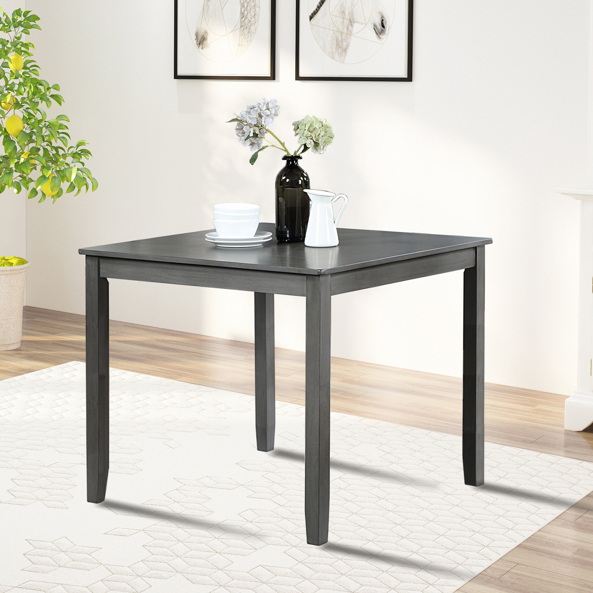 Lark Manor Wooden Dining Square Table, Kitchen Table For Small Space, 4 ...
