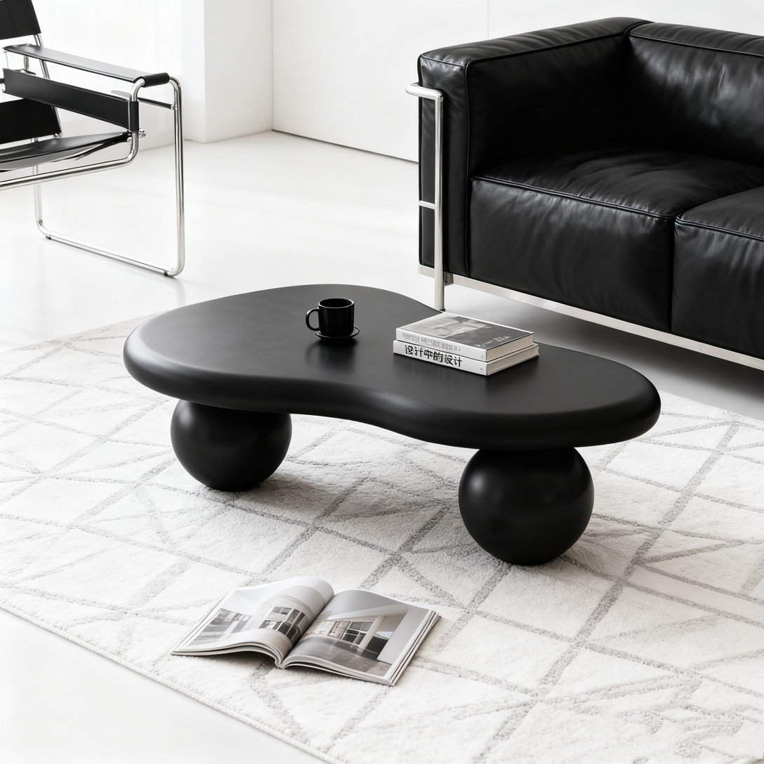 Latitude Run® Cloud Shaped Coffee Table, Low Coffee Table with 3 Ball ...