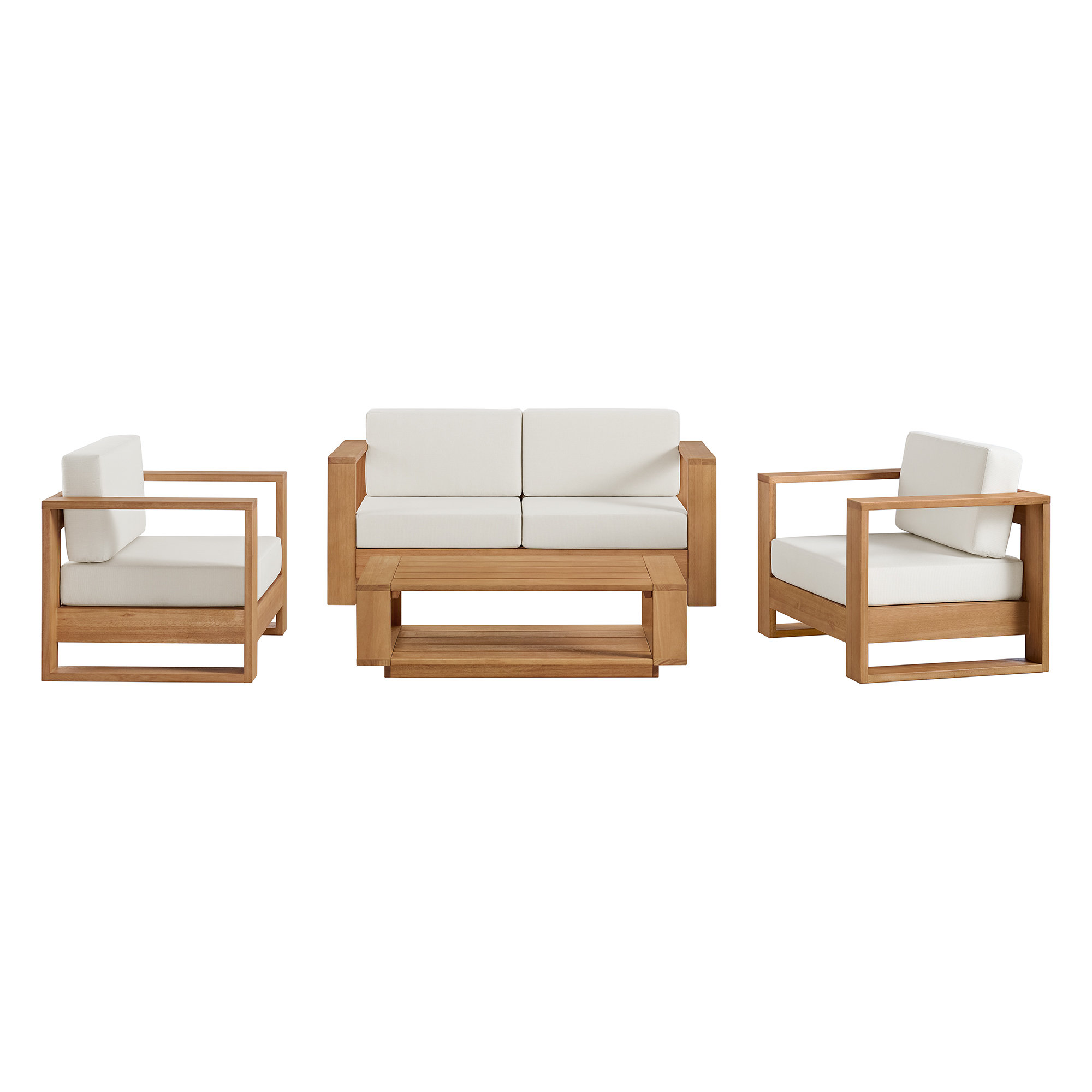 AllModern Shay 4 Piece Outdoor Set In Oiled Eucalyptus & Reviews ...