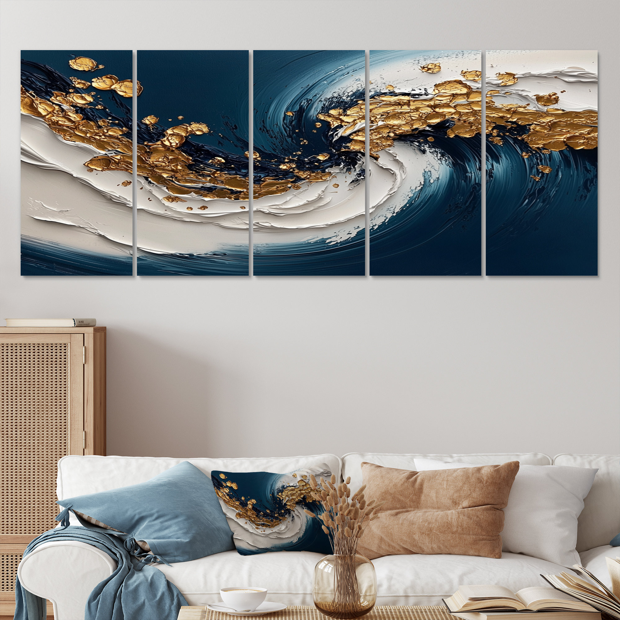 Mercer41 White Blue And Gold Maelstrom Of Creativity II - Abstract ...