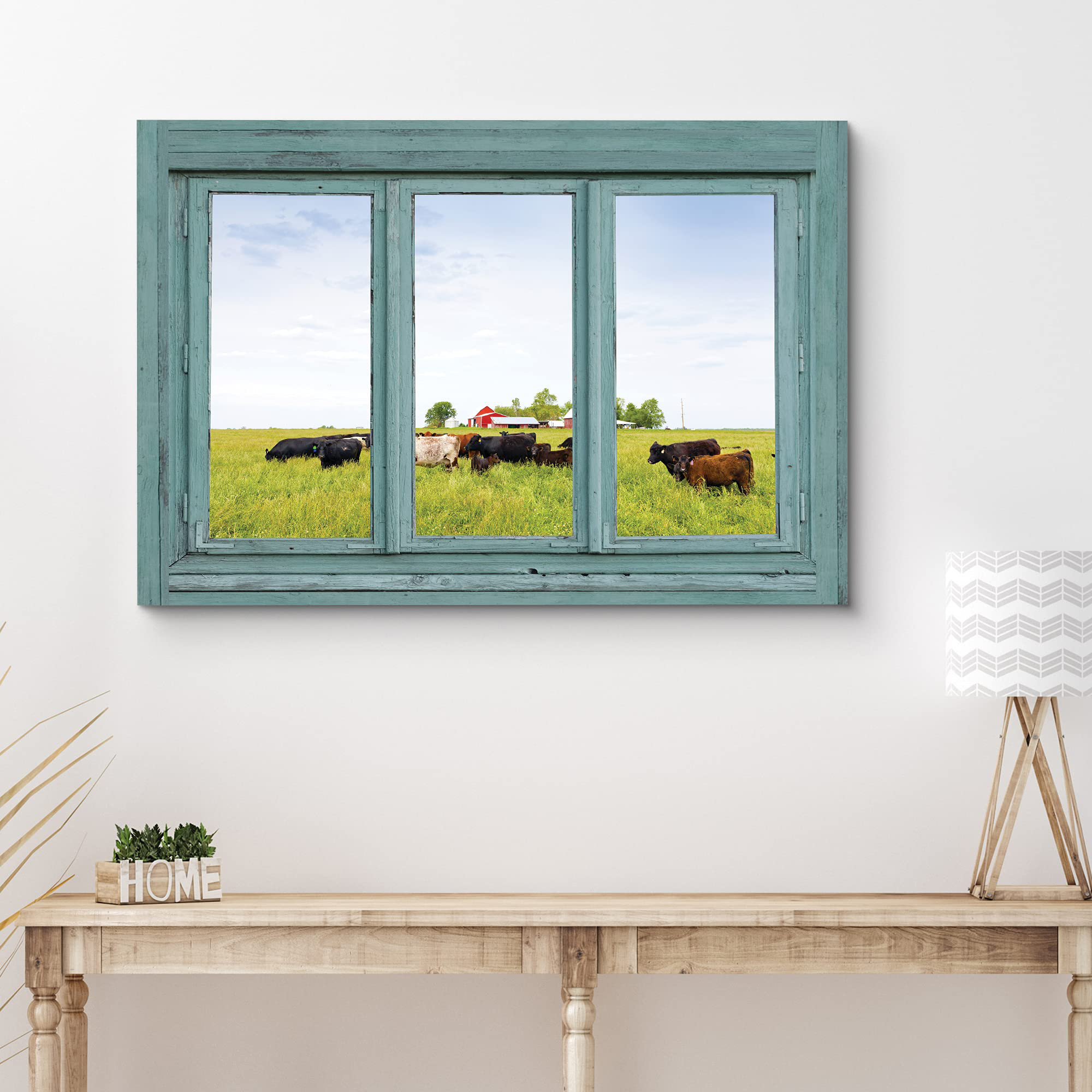 IDEA4WALL Window Scene " Window View Pastoral Cow Farm Landscape Nature ...
