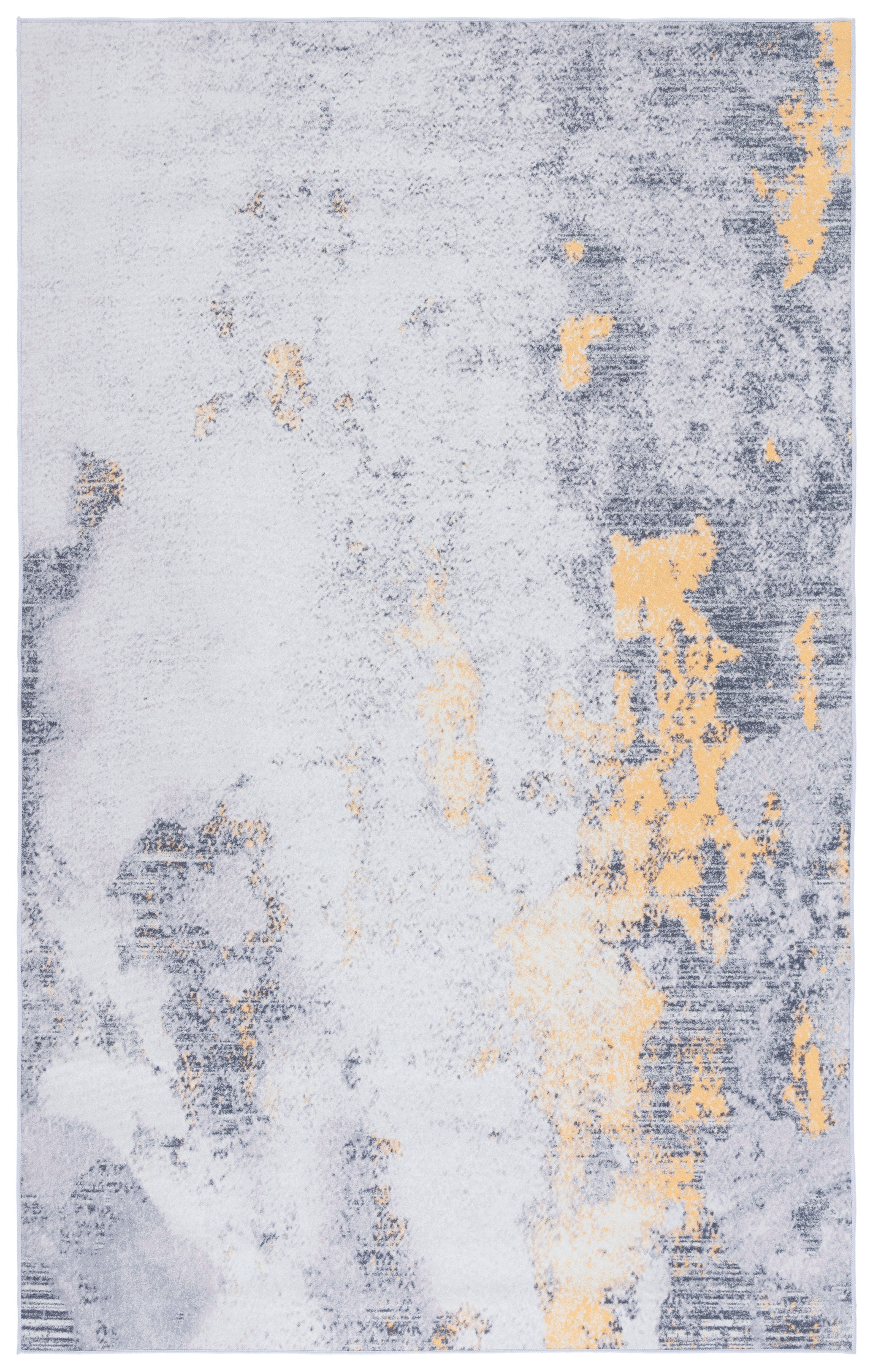 Blue Elephant Tacoma Slate Machine Washable Area Rug In Grey & Gold ...