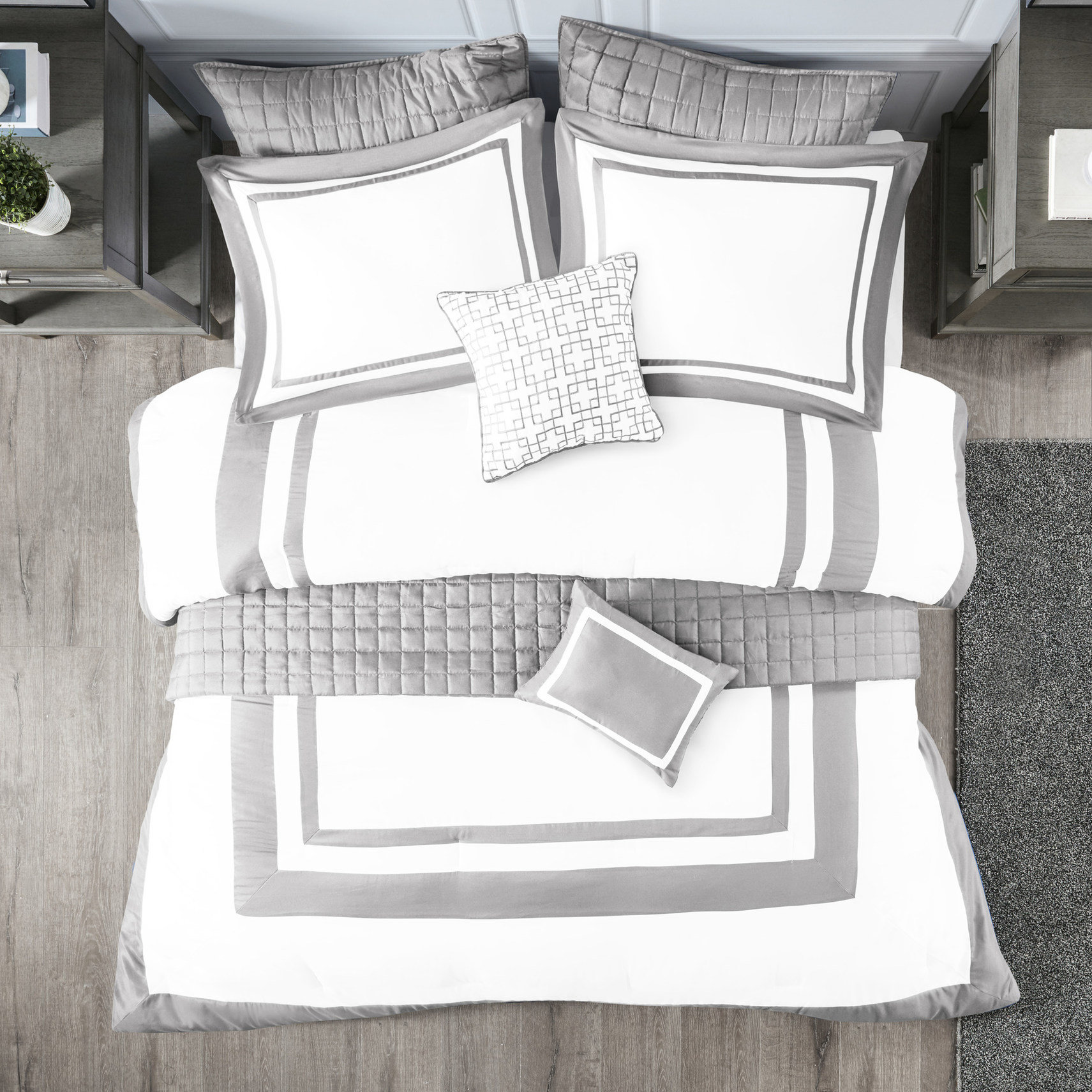Banior King/ King Grey Bedding - Quilt And Comforter With Soft Elegant ...