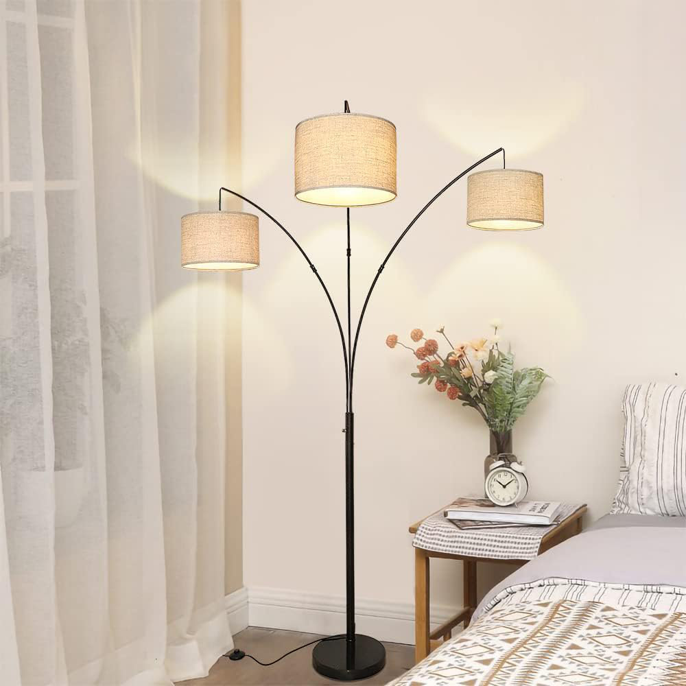 Corrigan Studio® Modern LED Arc Floor Lamp With 3 Hanging Shades, 3-Way ...