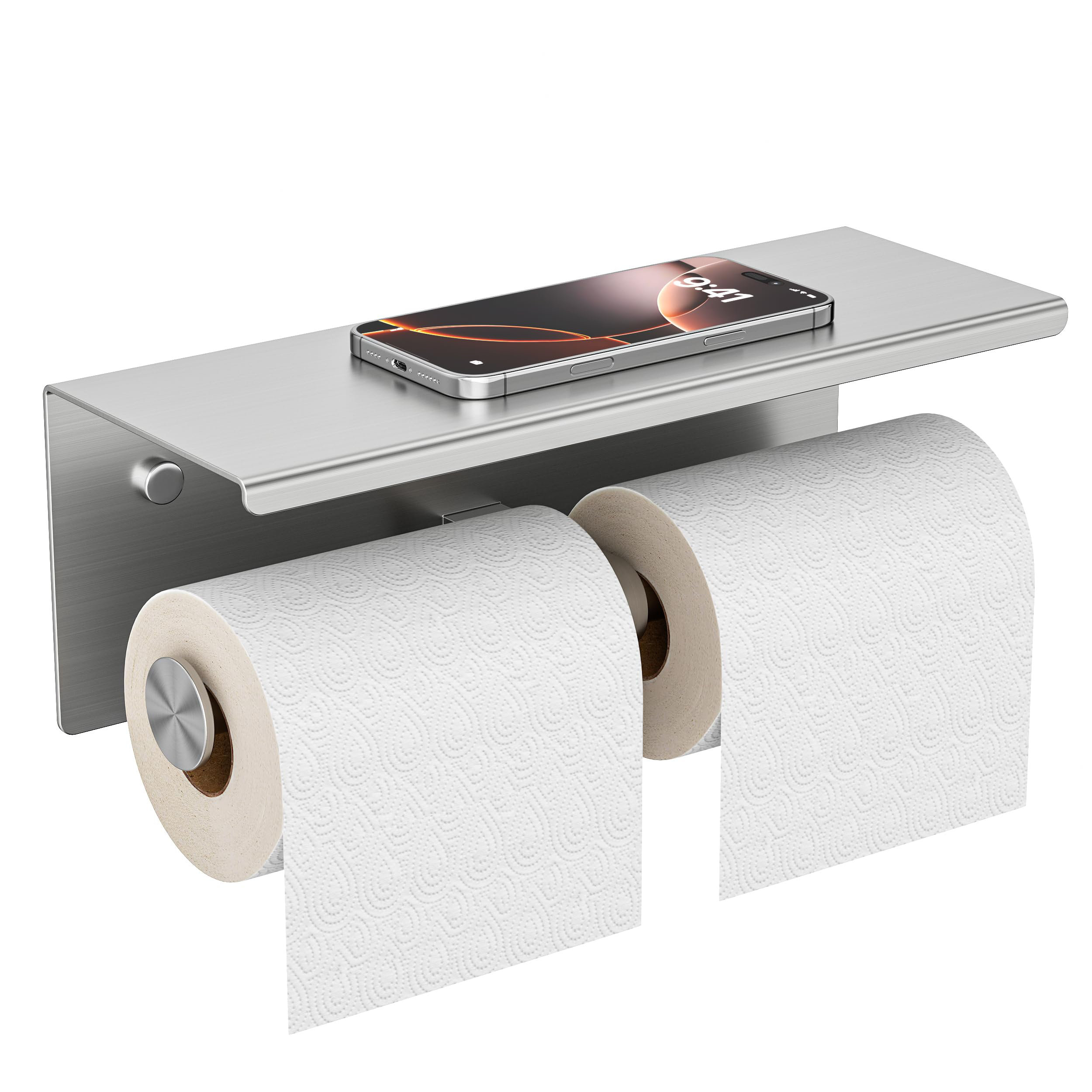 shuoli Double Toilet Paper Holder With Shelf, 304 Stainless Steel Wall ...