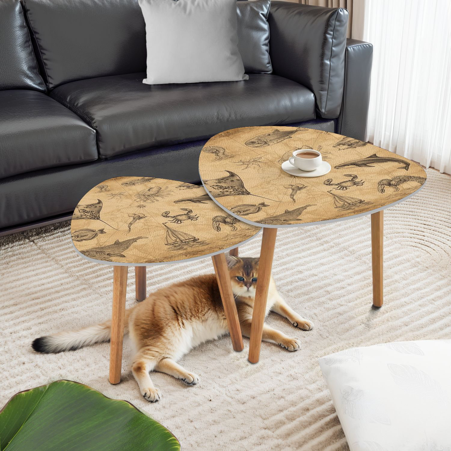 George Oliver Triangle Nesting Coffee Table Set of 2 Manta ray crab ...