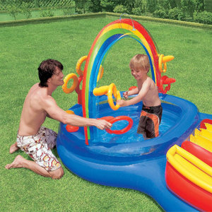Intex 9.75ft x 6.3ft x 53in Rainbow Slide Kids Play Inflatable Pool ...