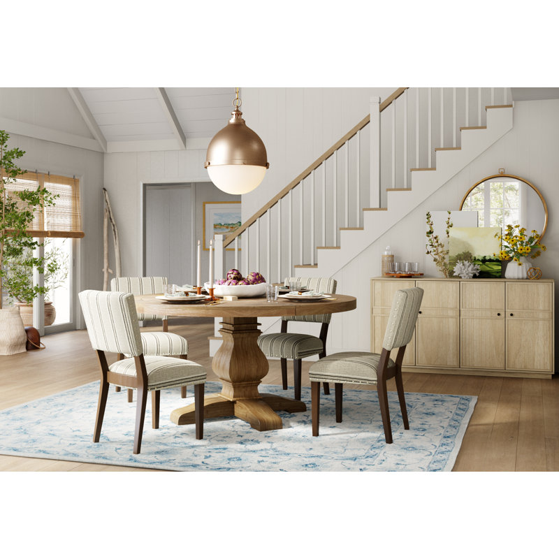 Charlton Home® Allscore Round Solid Pine Dining Table, Reclaimed ...