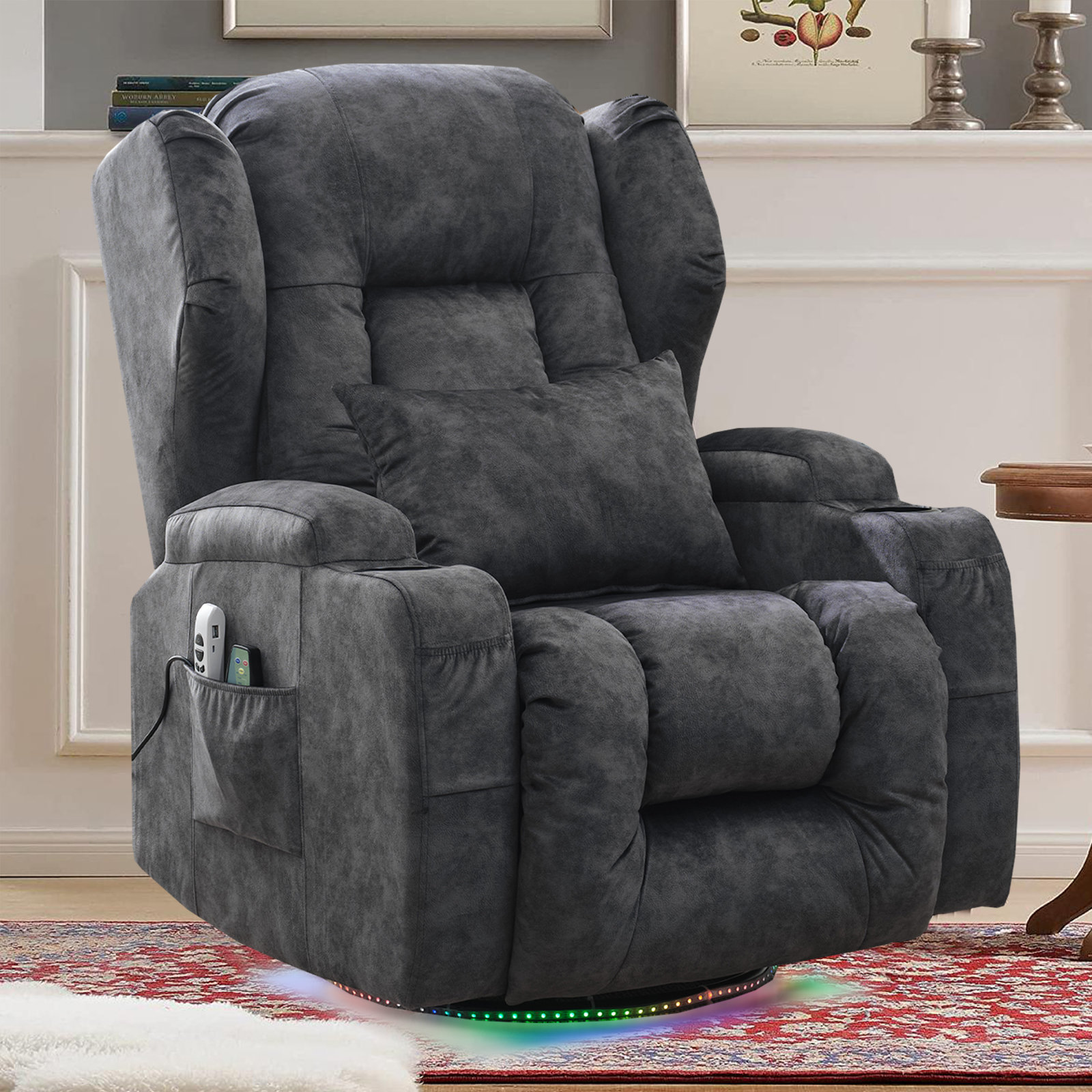Ivy Bronx Power Swivel Glider Recliner Chair Electric Rocker Recliner ...