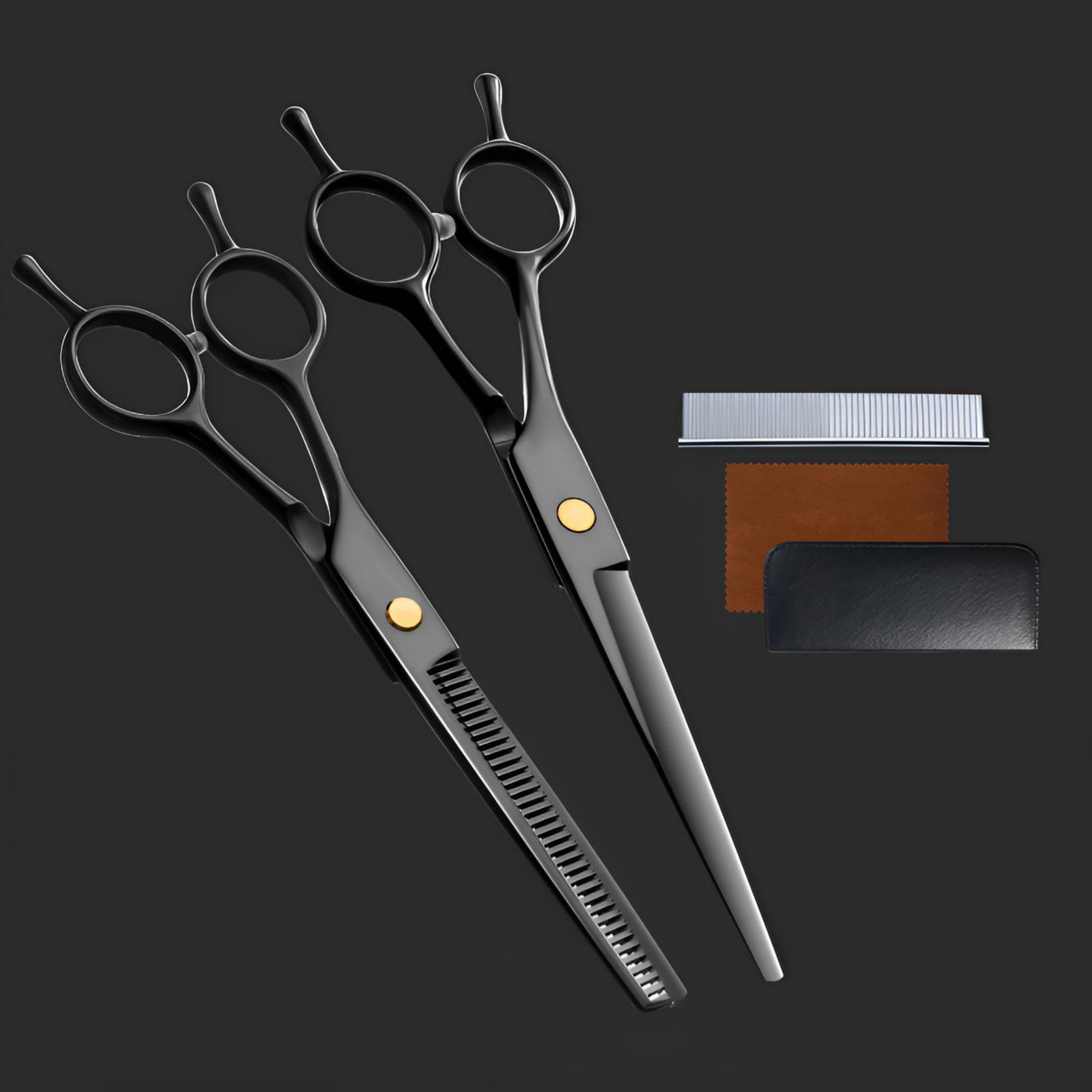 NUODA Black 7.0-Inch Double Tailed Flat Scissor, Double Tailed Teeth ...