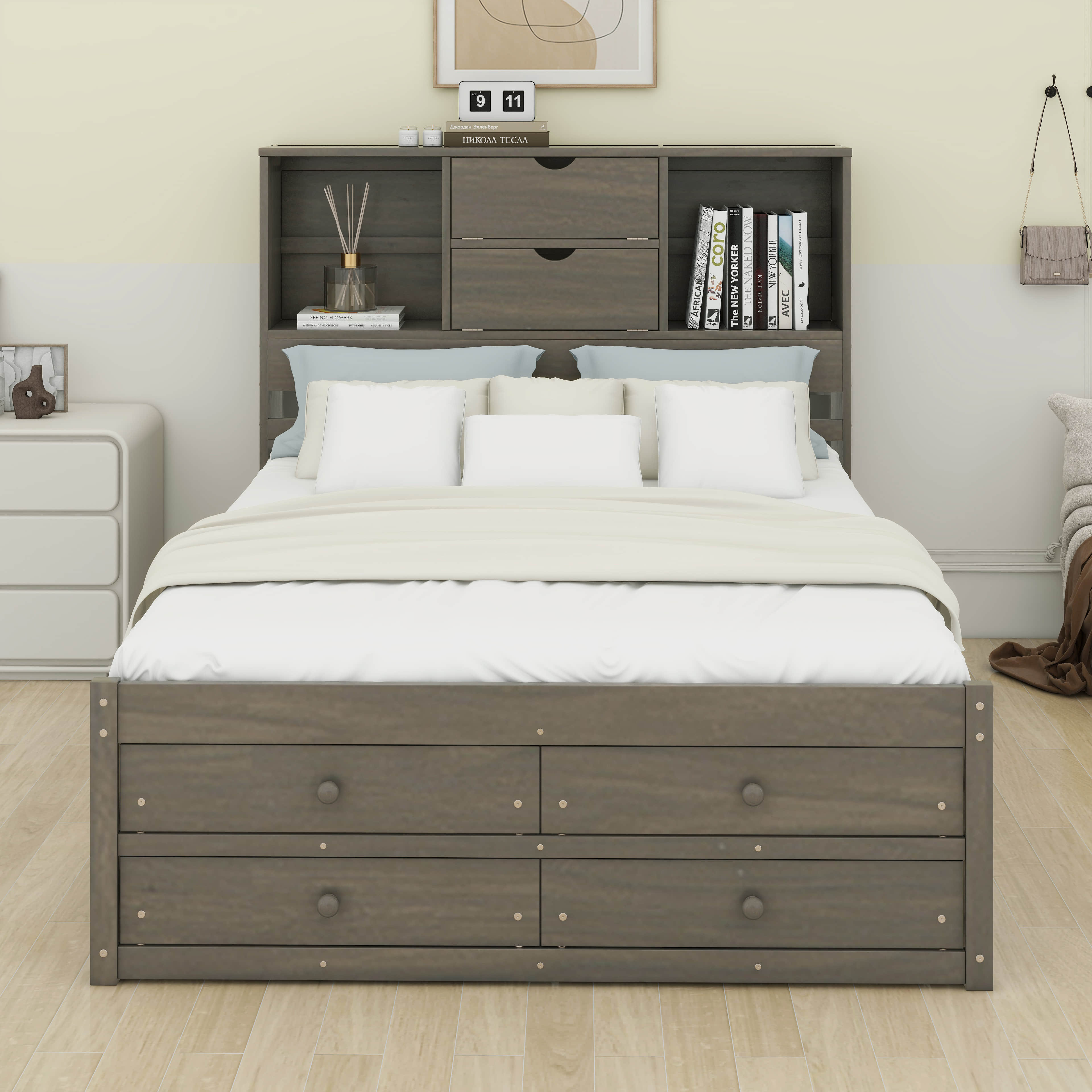 Latitude Run® Queen Size Platform Bed With 8 Storage Drawers And ...