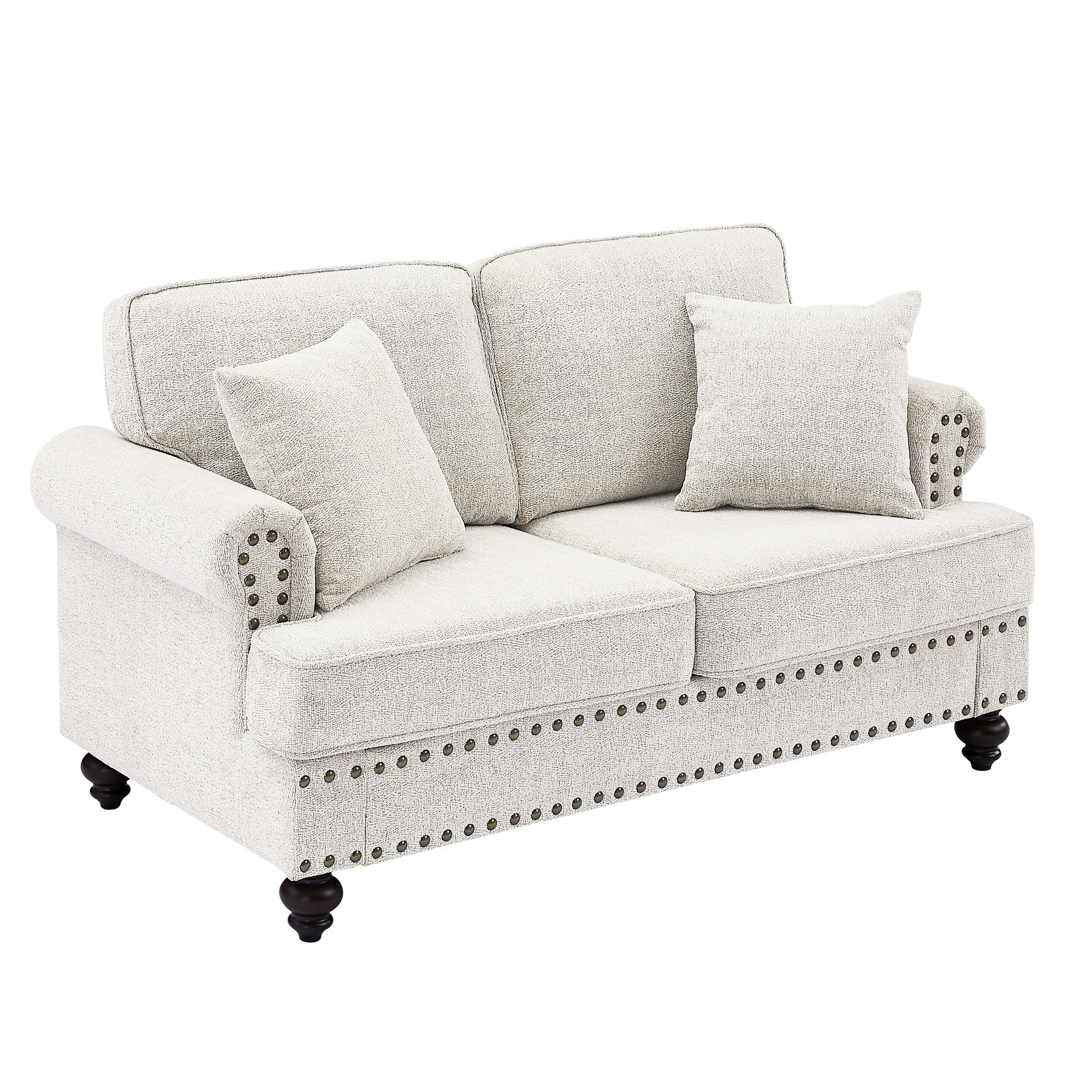 Lark Manor™ Modern Chenille 2 Seater Sofas With Nails And Cozy In White, For A Warm Home ...
