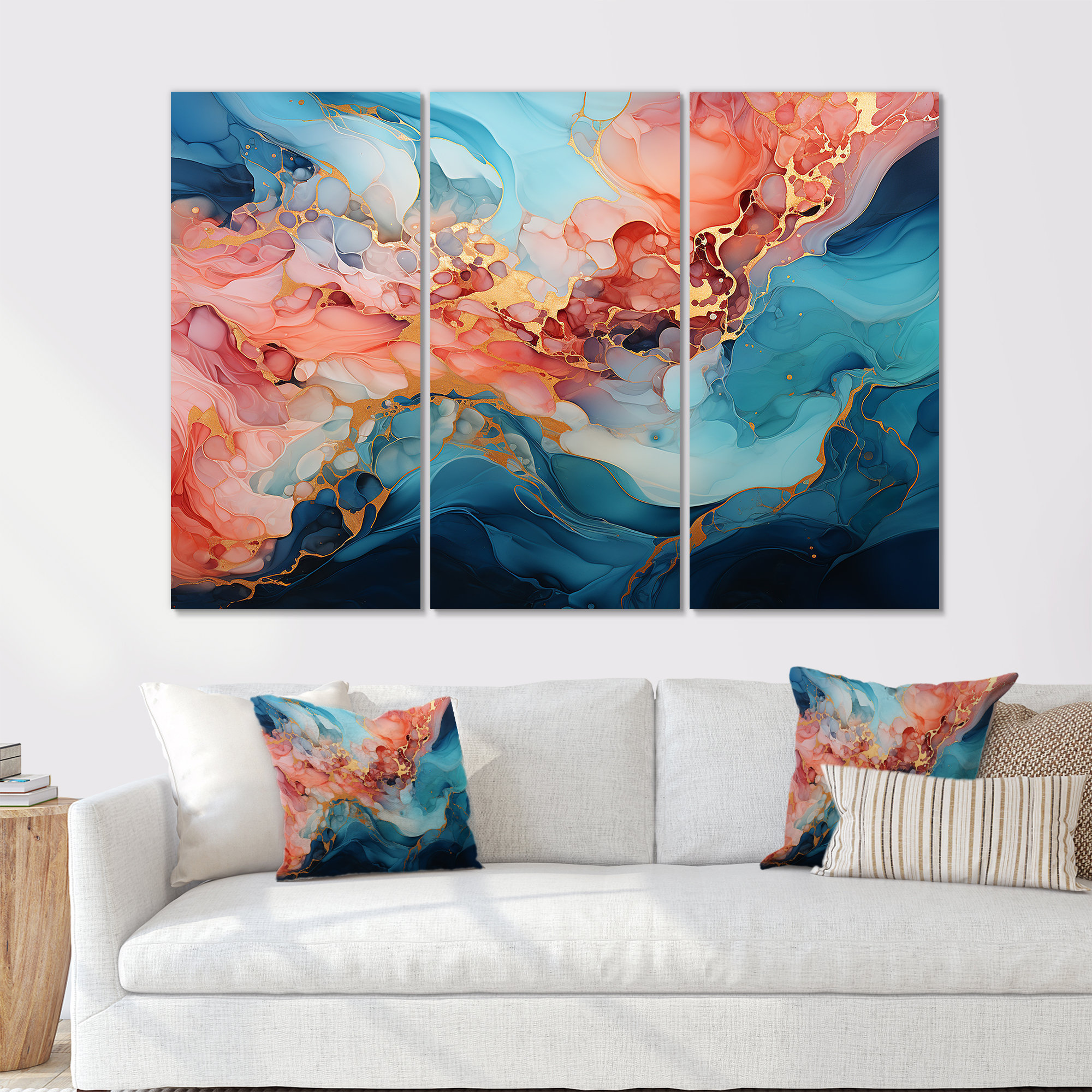 Ivy Bronx Alcohol Ink Pink And Blue Storm - Abstract Shapes Canvas Wall ...