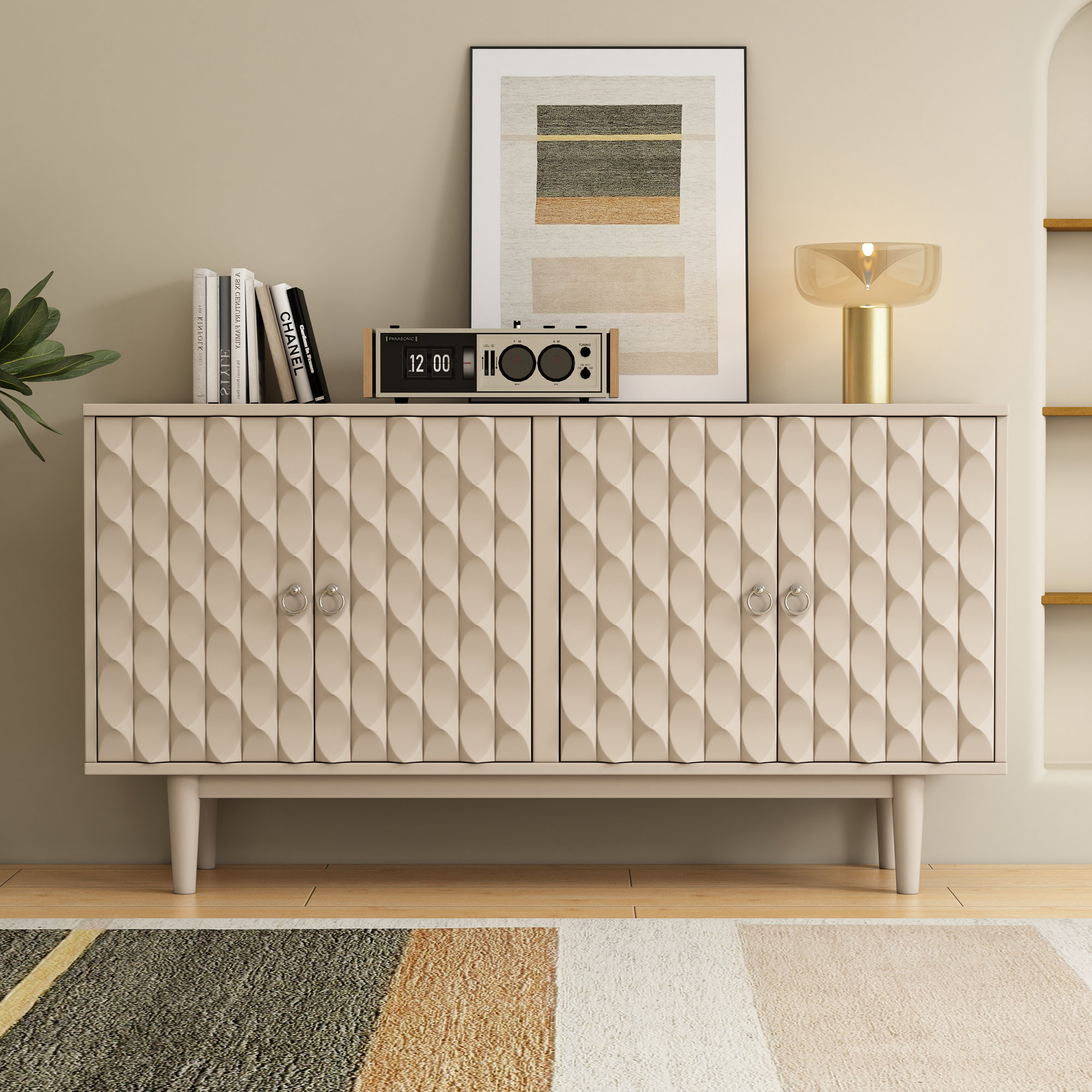 Corrigan Studio® 4-door Sideboard with Convex Pattern Doors | Wayfair