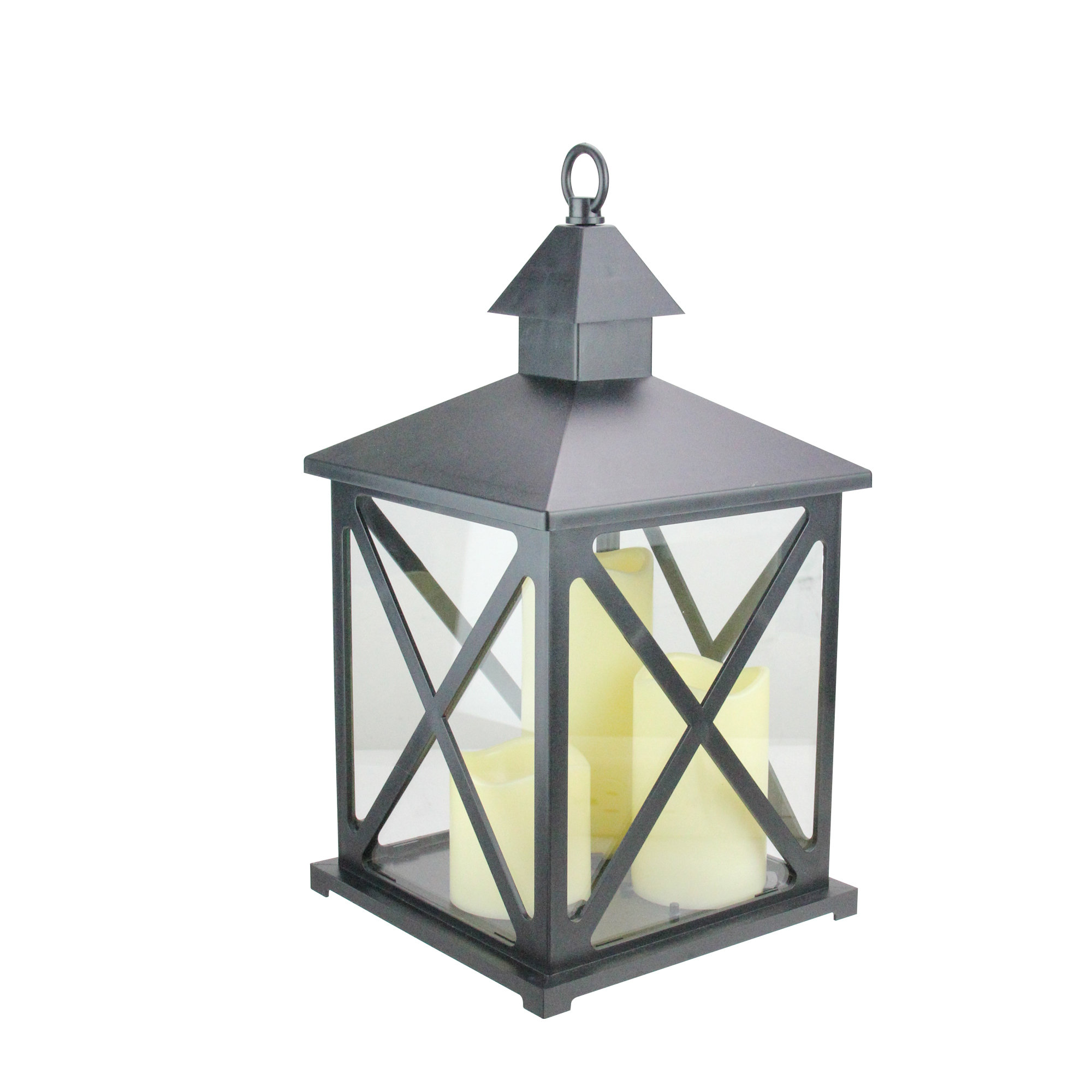Northlight Seasonal 12.5" Black Candle Lantern with 3 Flameless LED ...