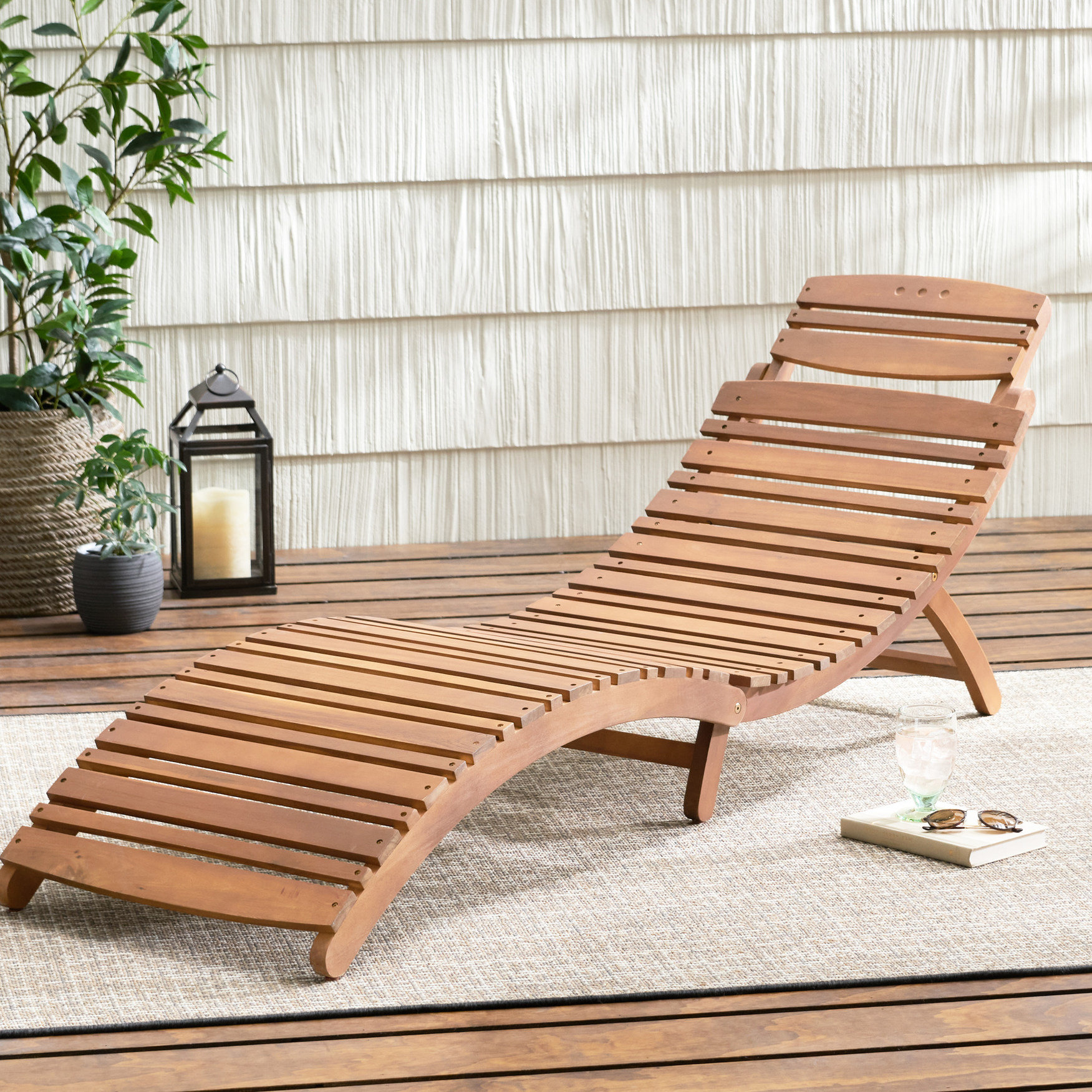 Dovecove Wood Foldable Chaise Lounge In Grey - Luxurious For Outdoor To ...