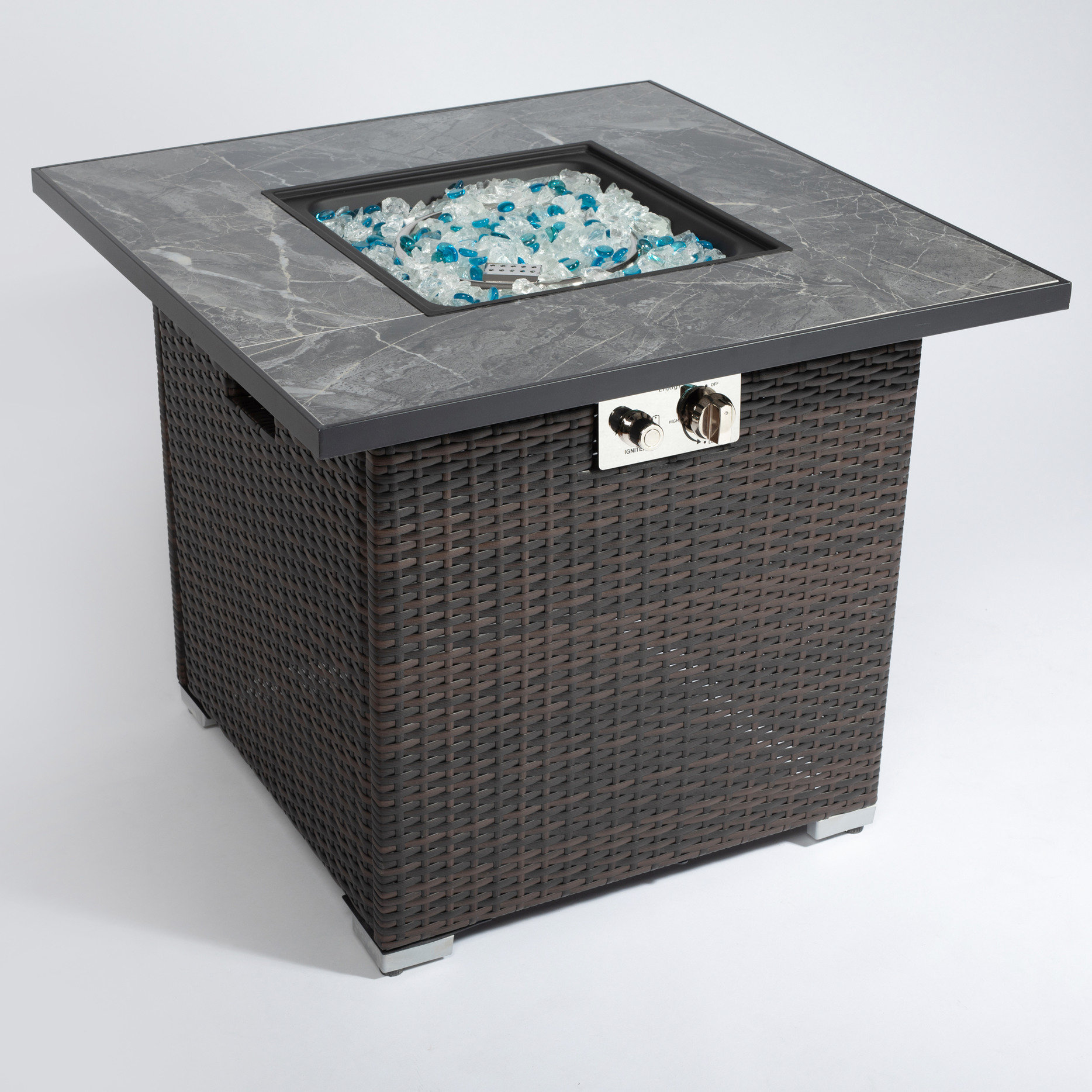 Latitude Run® Table de foyer au gaz propane de 30 pouces avec couvercle ...
