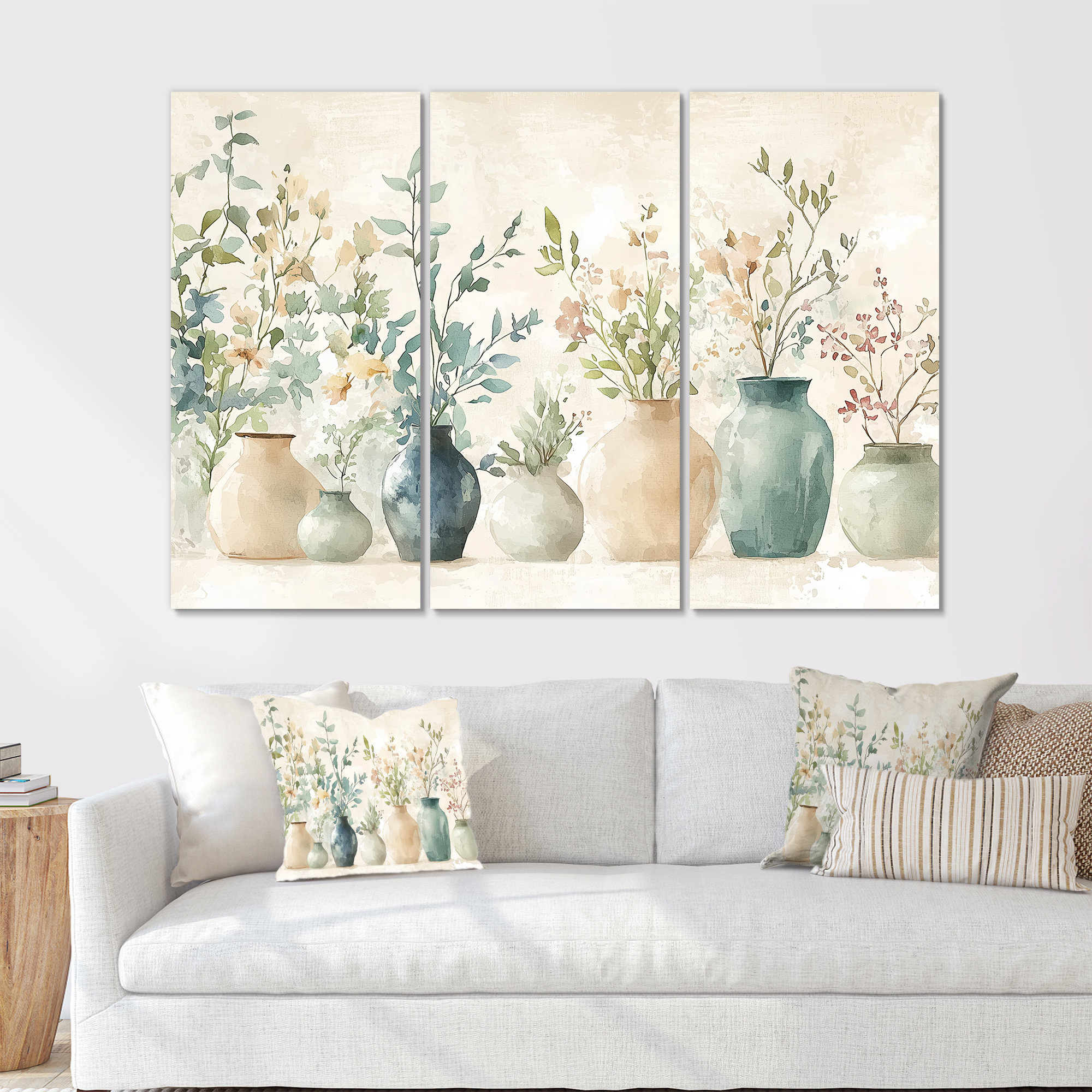 Lark Manor Green Vases In Collection Pattern - Boho Pottery Wall Art ...