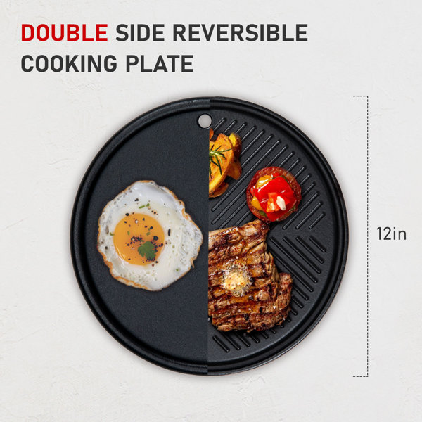 Monument Grills 12-Inch Round Porcelain Coated Cast Iron Cooking Plate ...