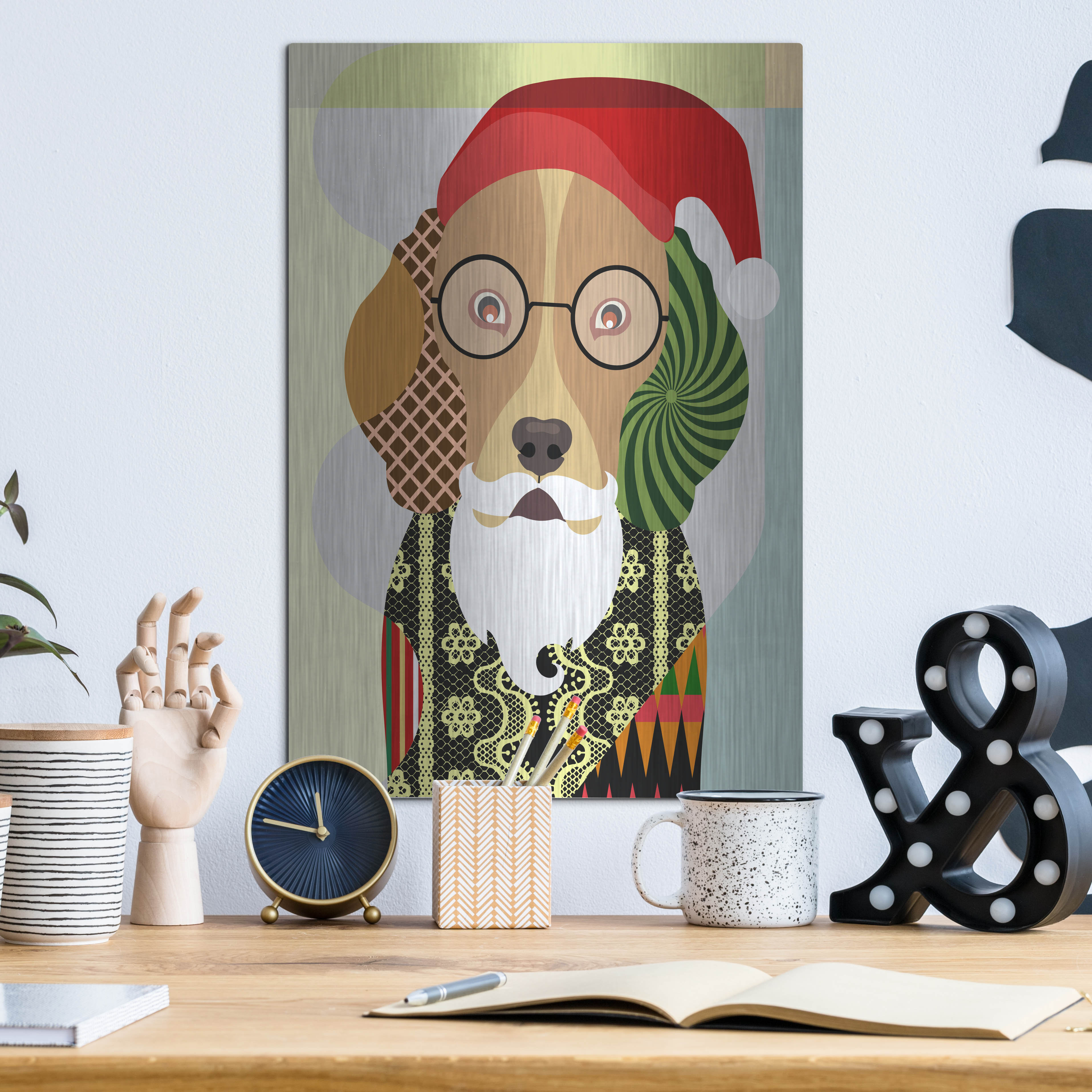 Lark Manor™ 'Santa Beagle' by Lanre Adefioye, Metal Wall Art | Wayfair