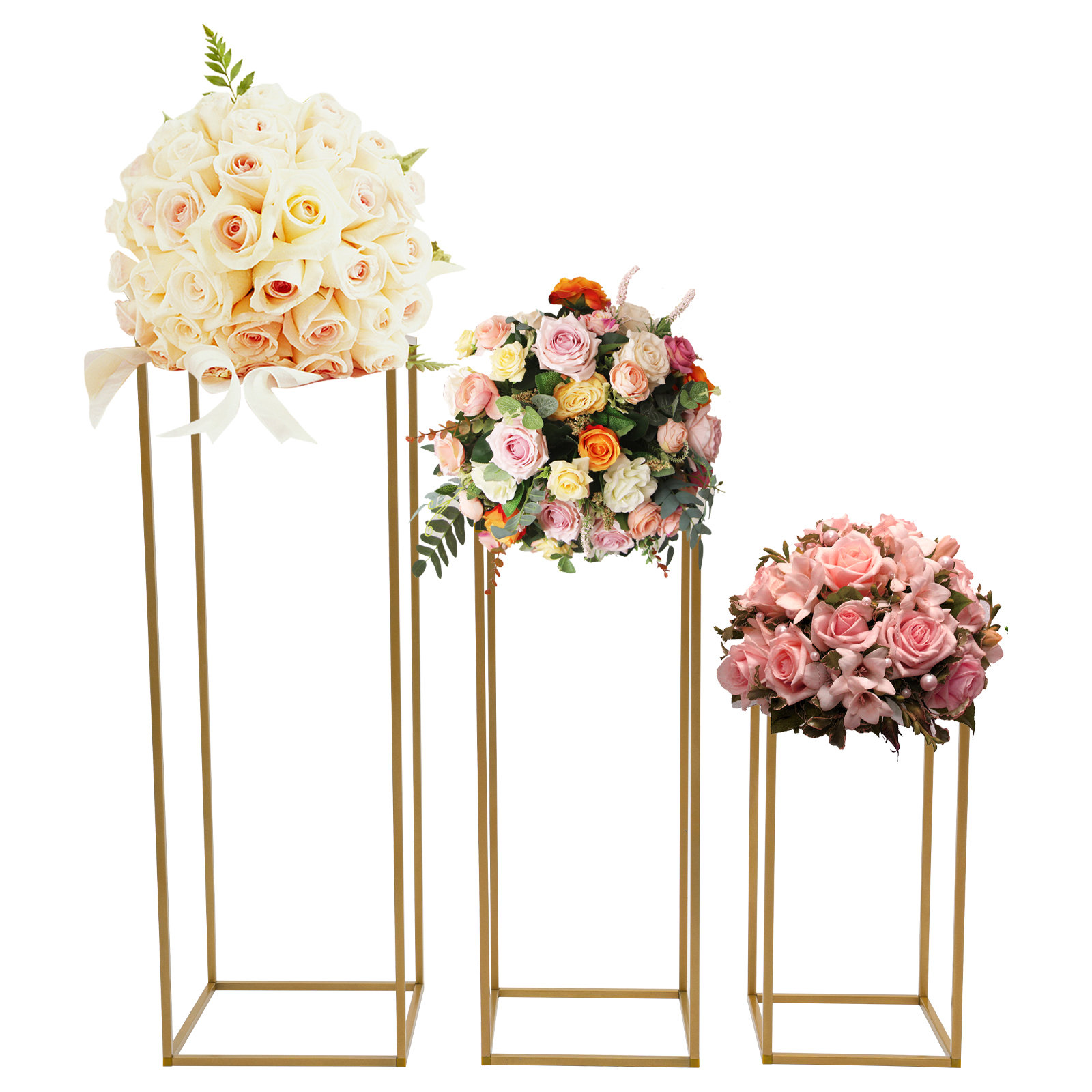 Lomana 12 Pcs Pillar Rectangular Geometric Flower Rack for Event Party ...